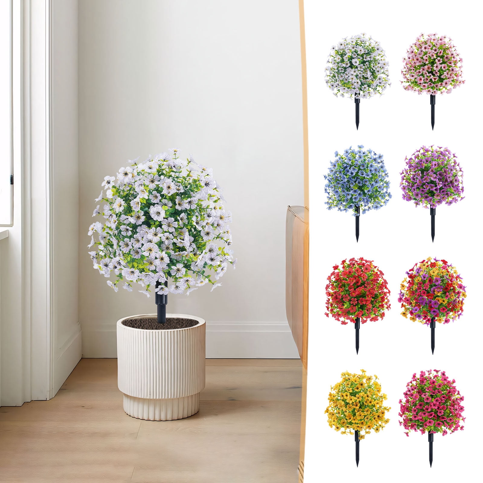 Artificial Violet Stake Flower Garden Decor | Realistic Lifelike Bonsai ...