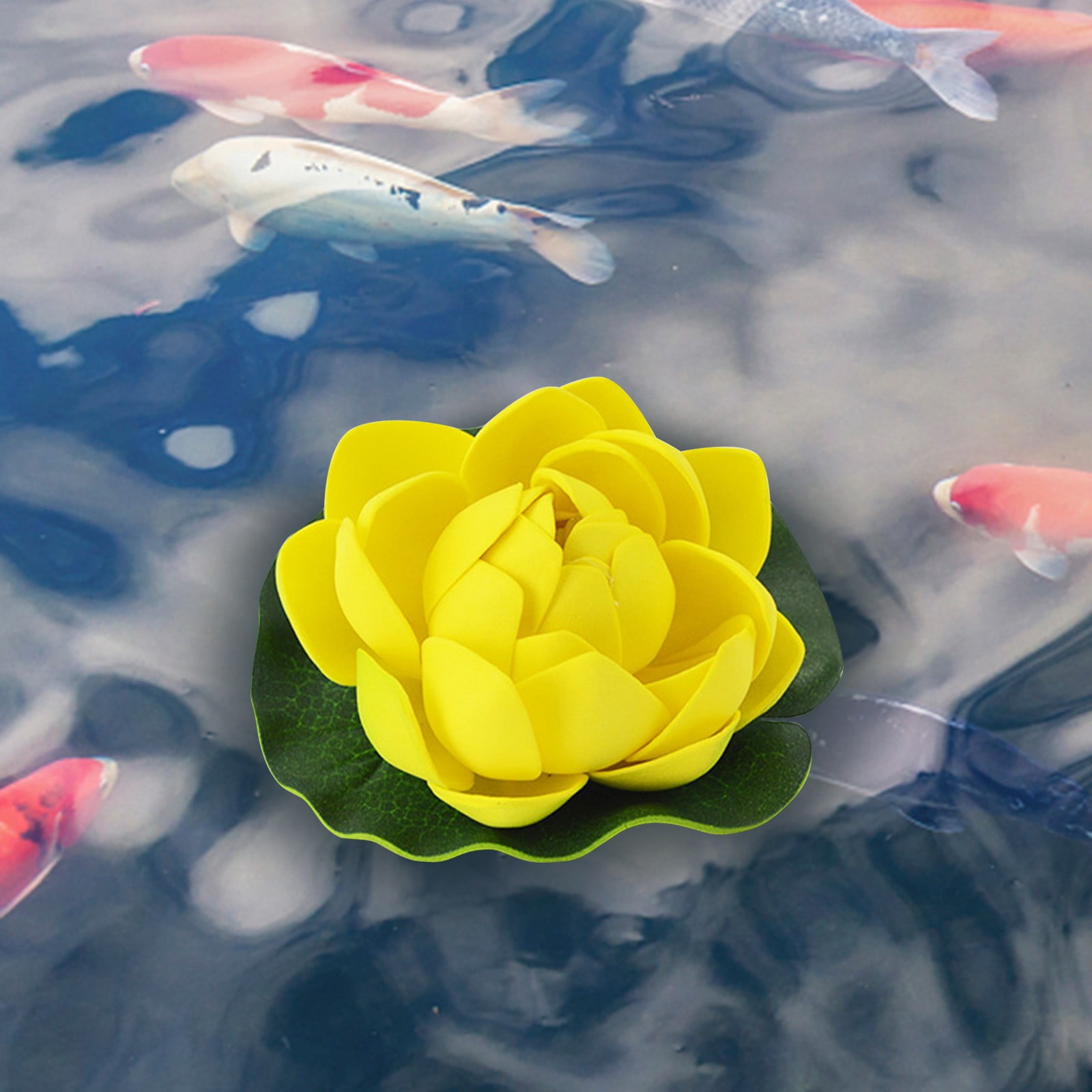Artificial Water Lily with Canopy, Floating Pond Fish Tank Decoration ...