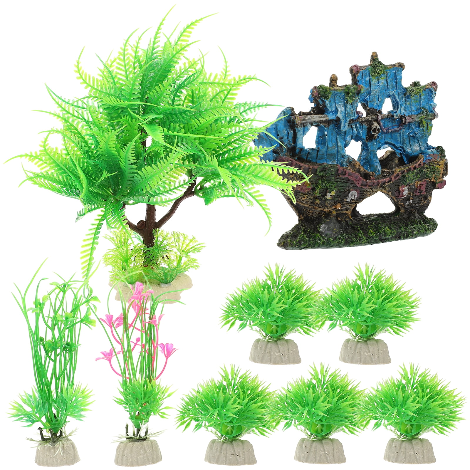 Artificial Water Plants Compact Aquarium Small Fish Tank Decor Fake ...