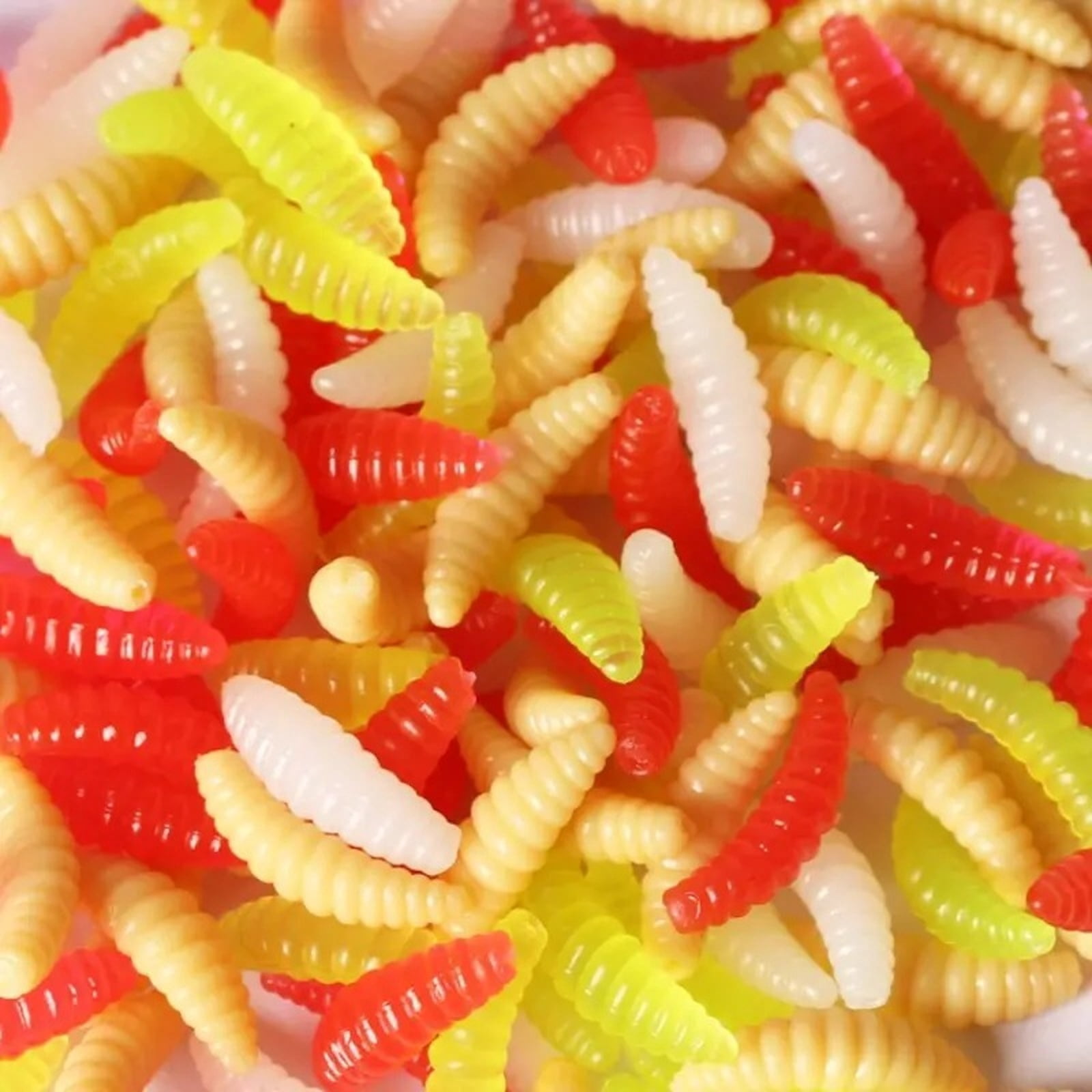 Artificial Waxworm Fishing Lures - Soft Plastic Grub Bait 0.8in 0.01oz ...