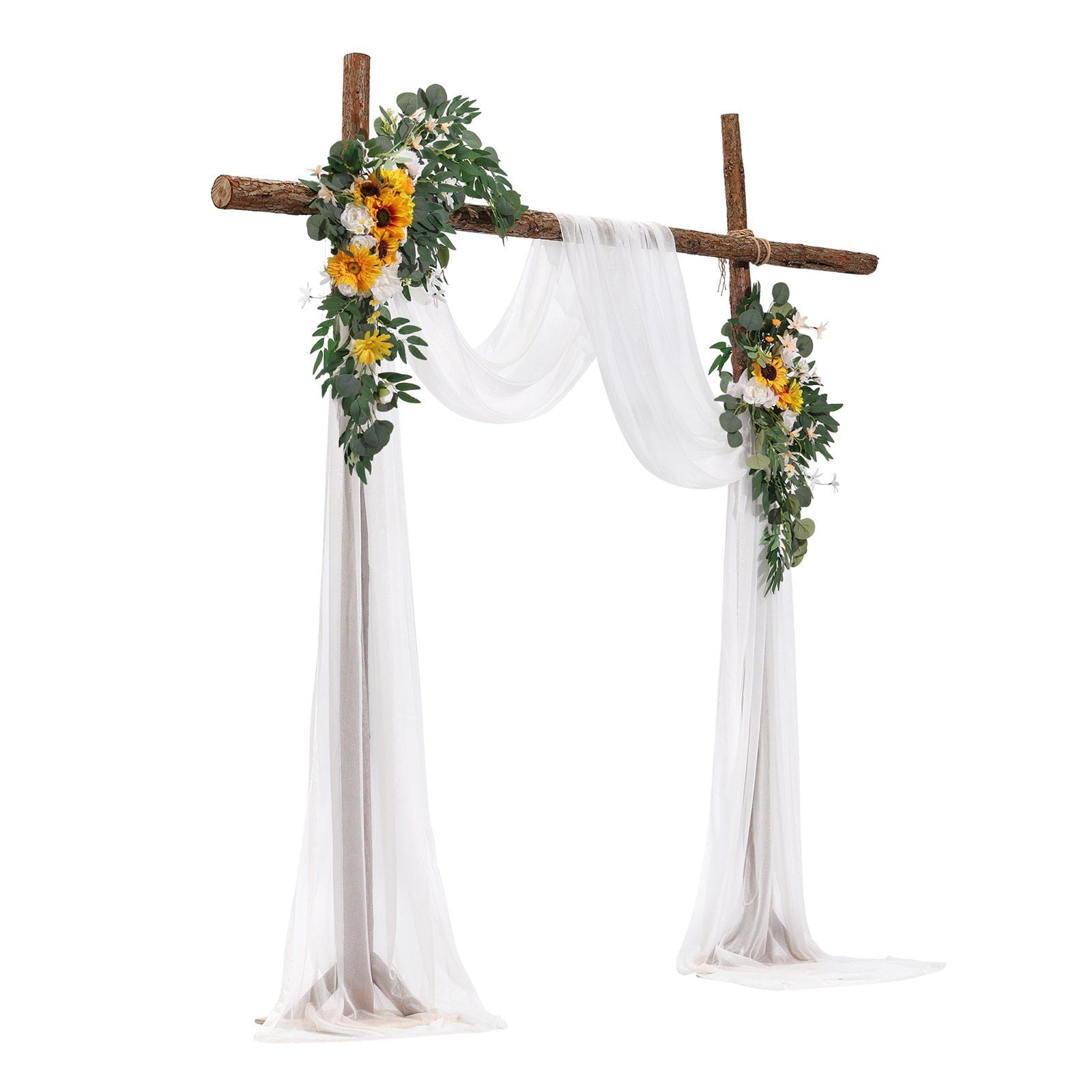 Artificial Wedding Arch Flowers Kit with 21Ft Draping Fabric, Sunflower ...
