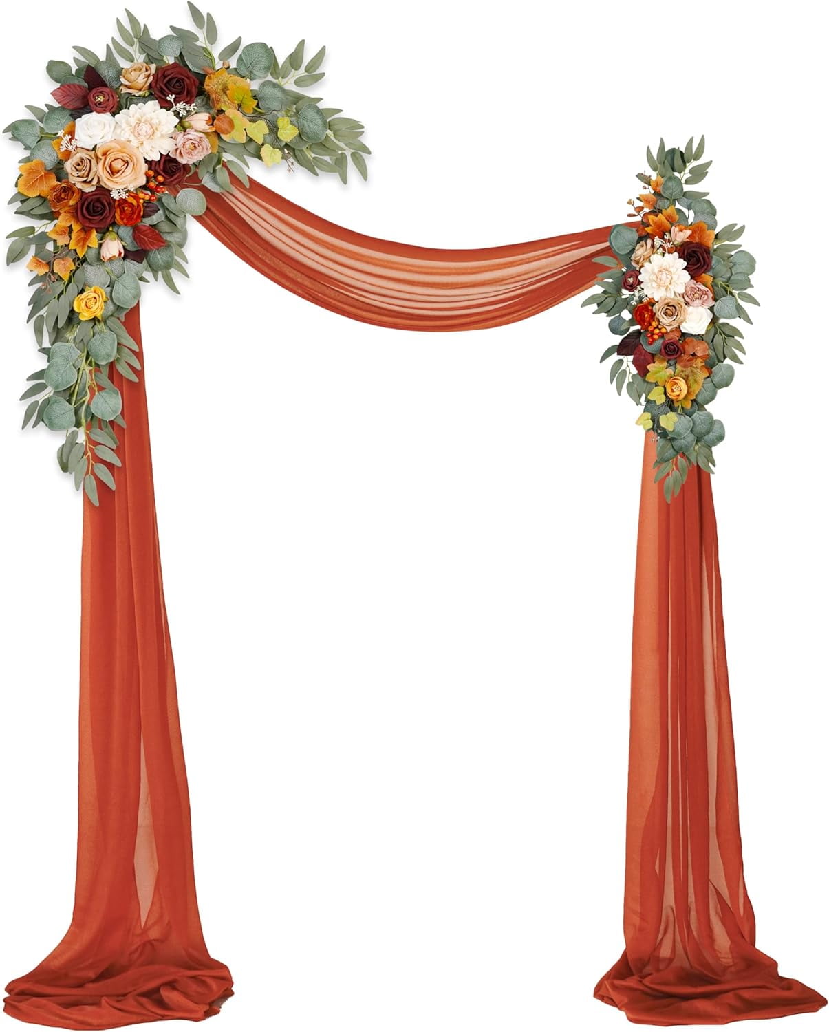 Artificial Wedding Arch Flowers Kit(Pack of 3),2Pcs Artificial Flower Arch Decor,1Pcs Sheer ...