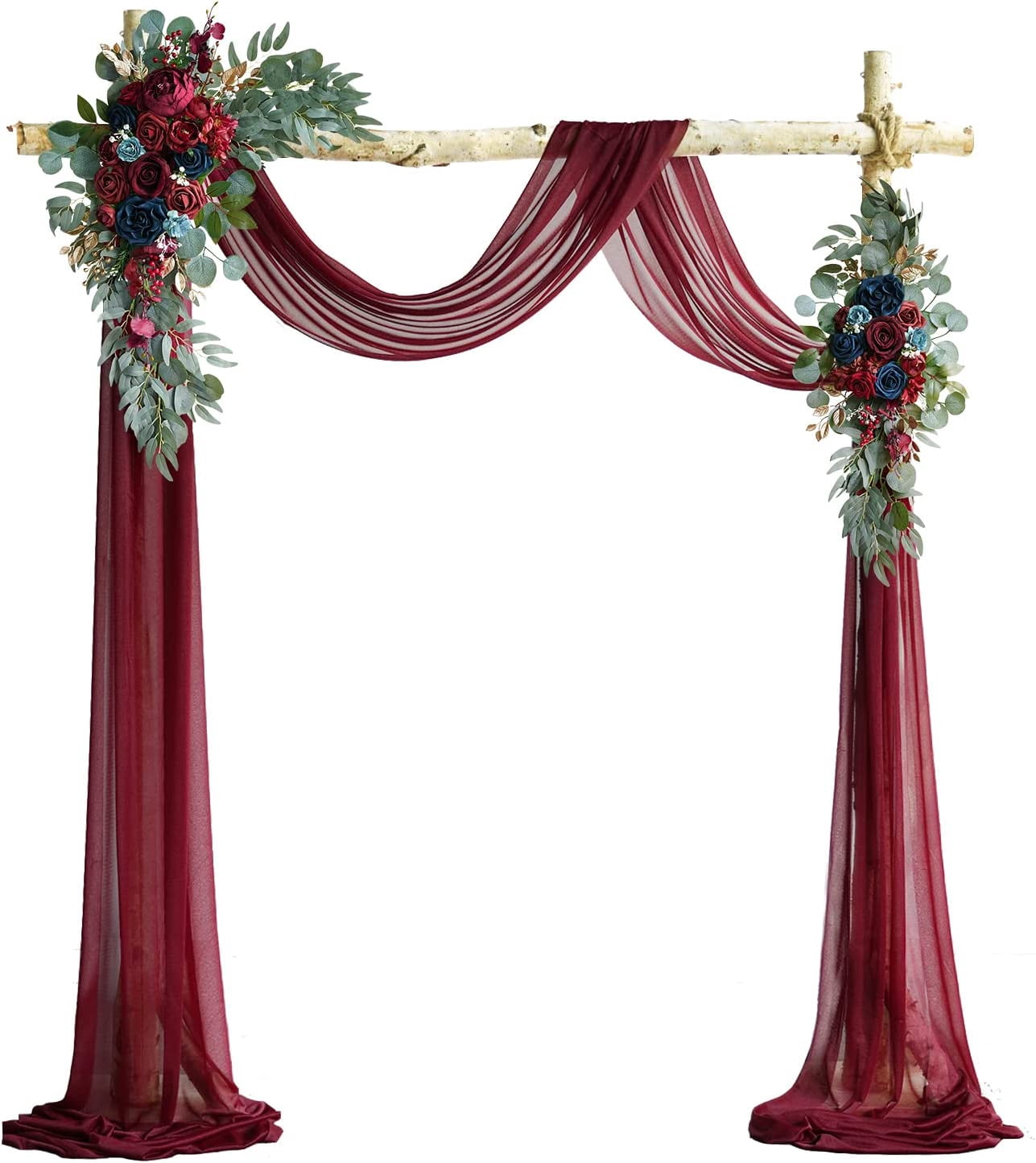 Artificial Wedding Arch Flowers Kit(Pack of 3), Burgundy Flowers with ...
