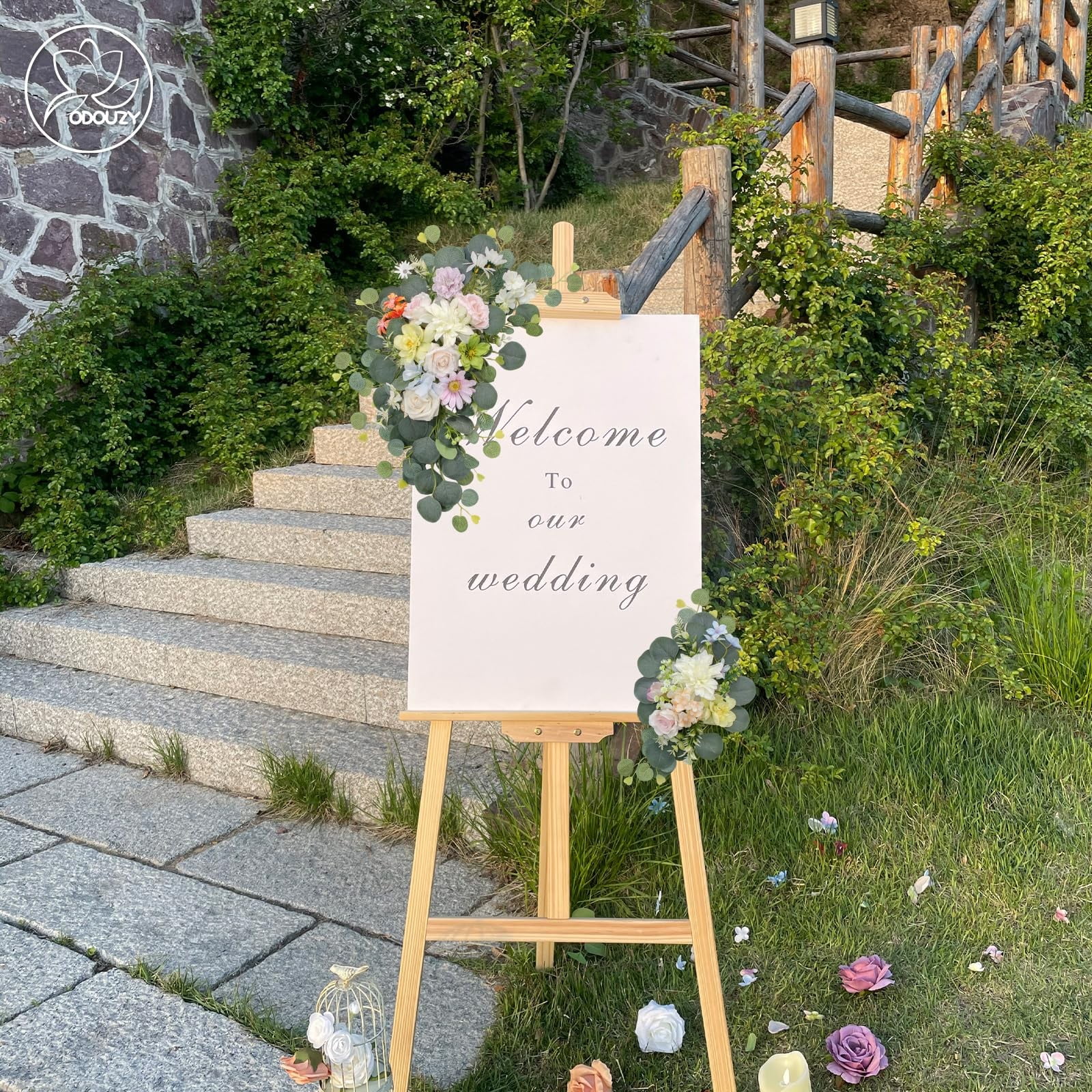 Artificial Wedding Arch Flowers for Wedding Sign Set of 2 - Welcome ...