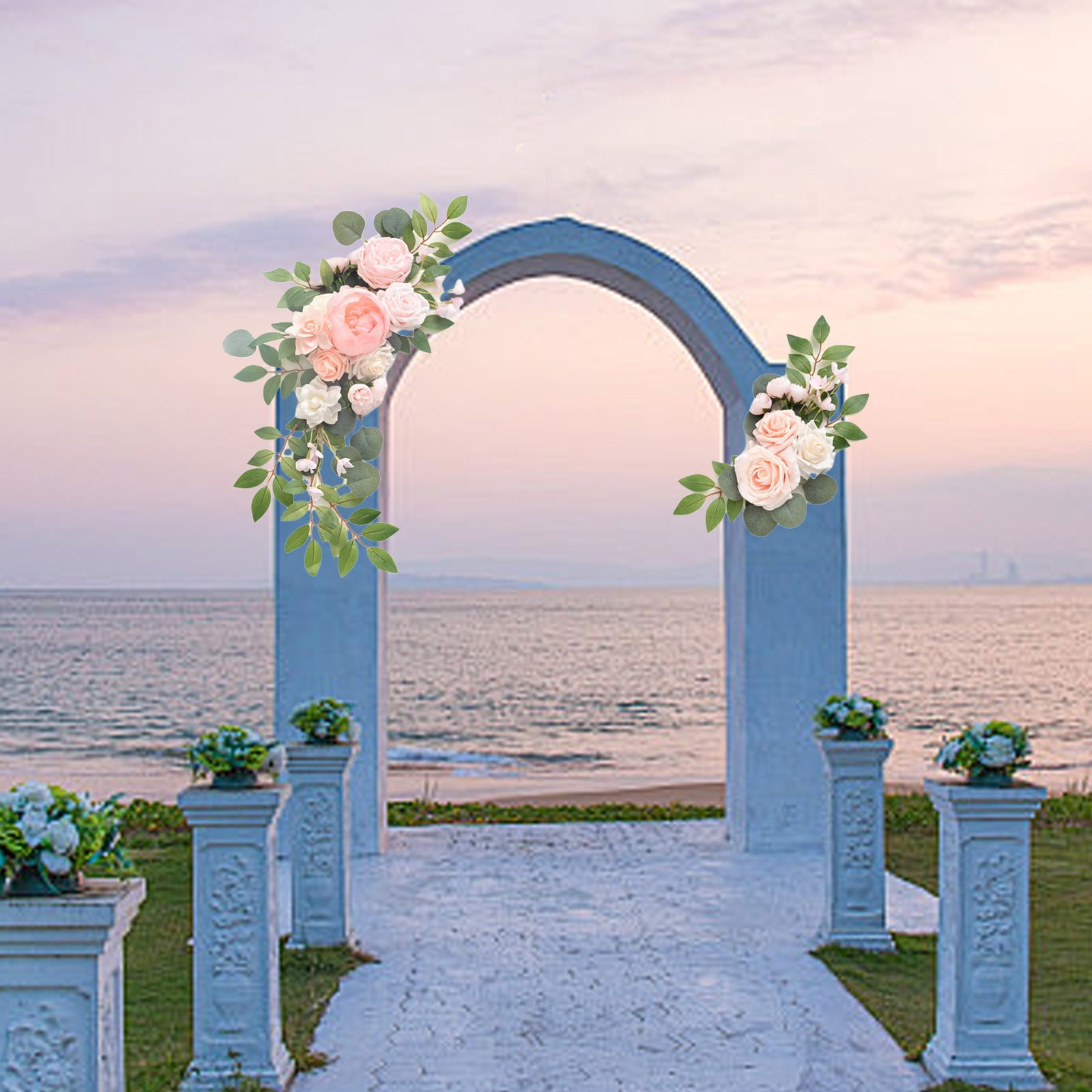 Artificial Welcome Sign Swag Wedding Arch Flowers Decorations Floral ...