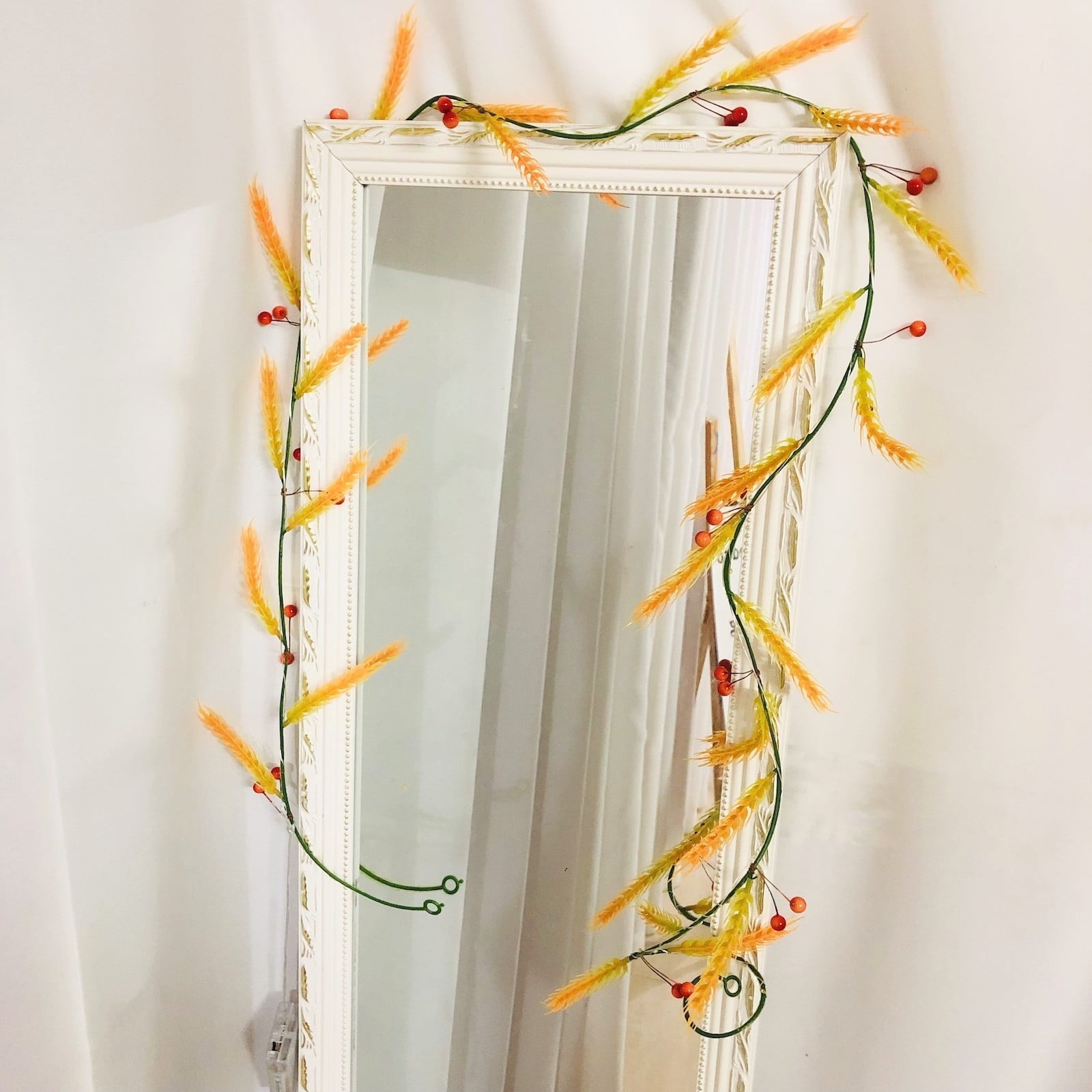 Artificial Wheat Sheaves Berries Vine Garland,Honey Golden Wheat Grass ...