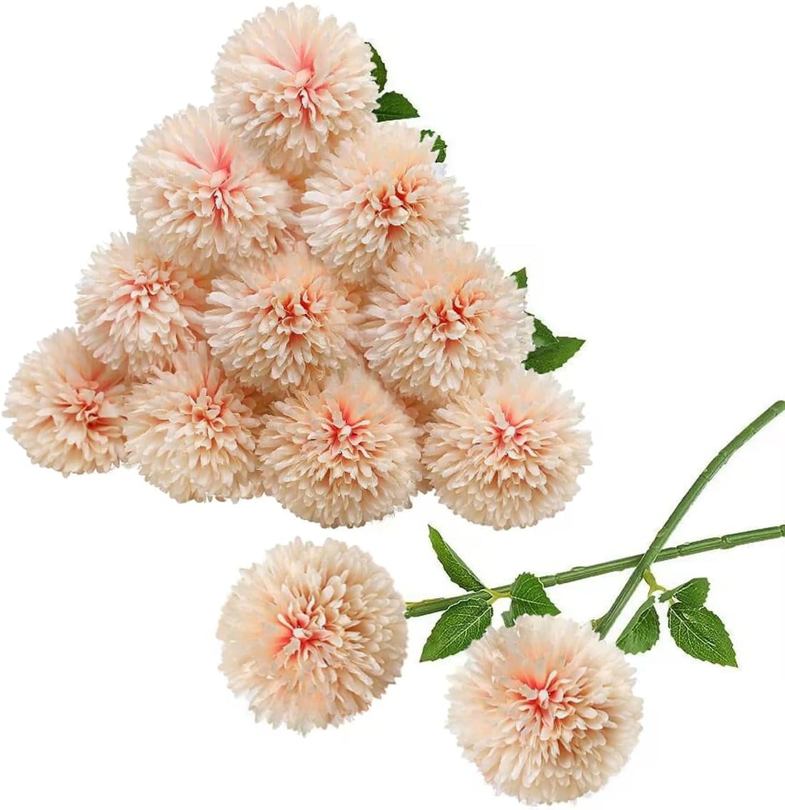 Artificial White Chrysanthemum Ball Flowers for Bride Single Stem ...