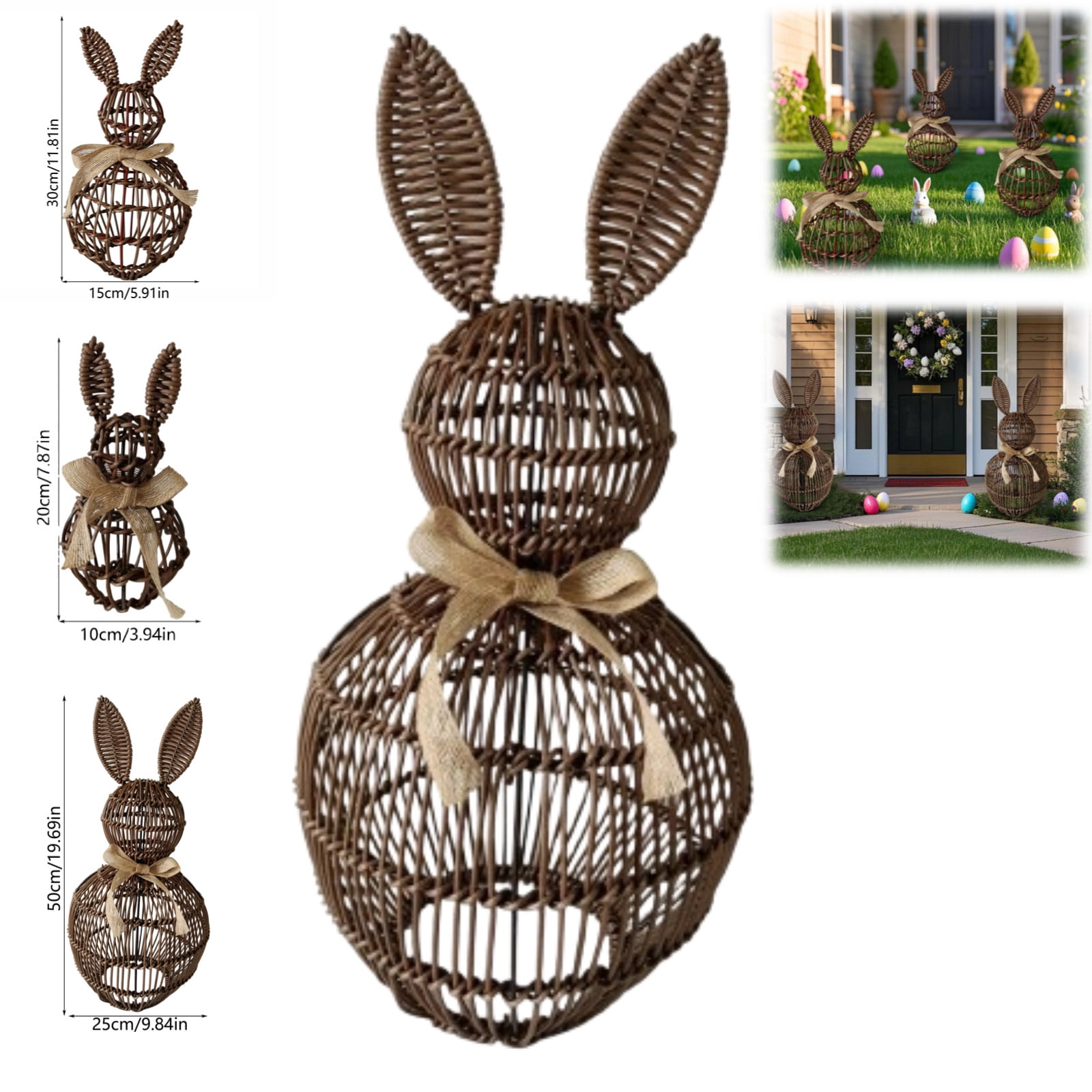 Artificial Wicker Rattan Easter Bunny Decorations for Table ...