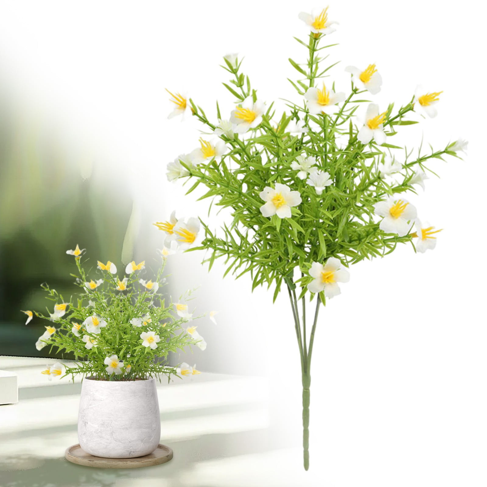 Artificial Wild Chrysanthemum Bouquet 13.77in/35cm Memorial Flowers for ...