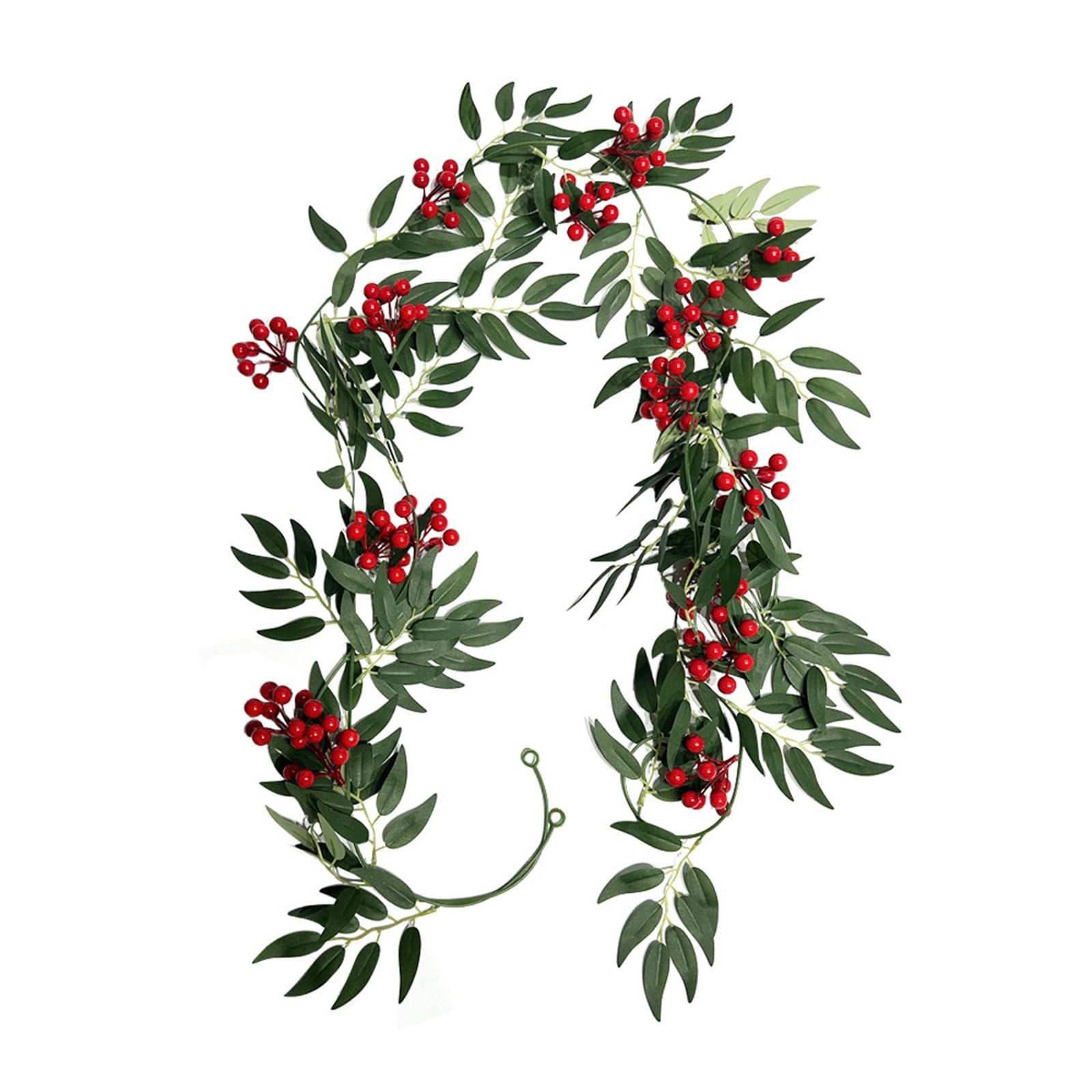 Artificial Willow Leaf Vine with Christmas Red Berries, Realistic Green ...