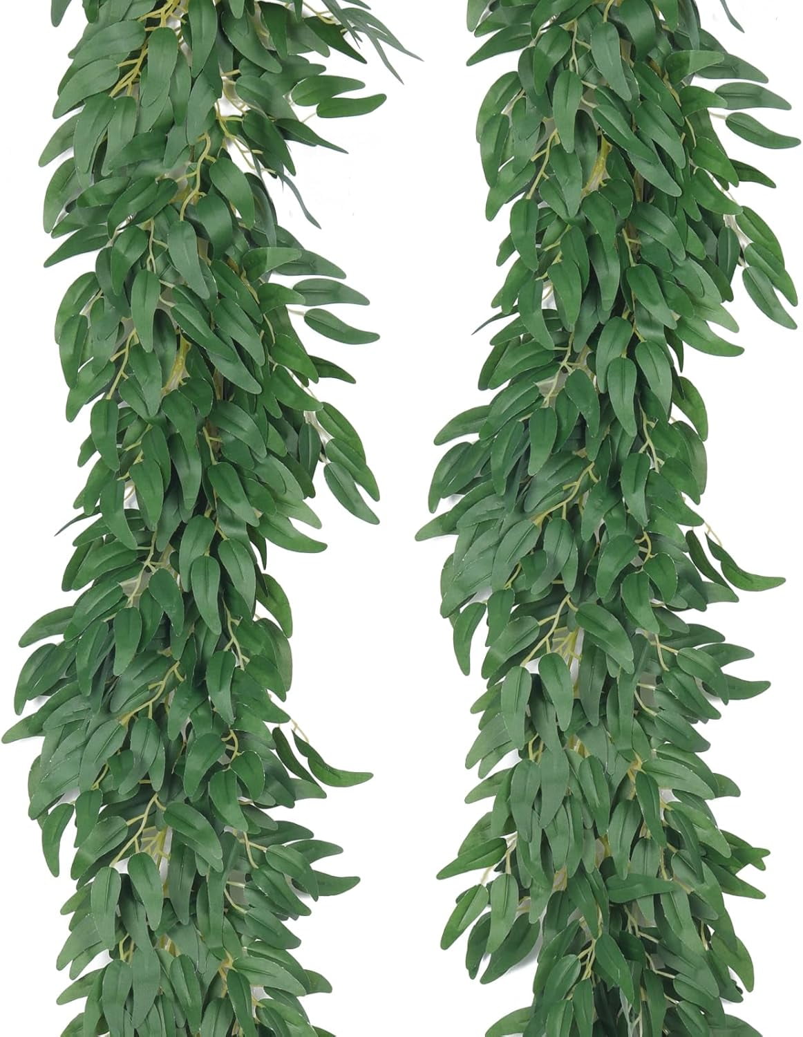 Artificial Willow Leaves Vine Twigs 2Pcs 6Ft Fake Hanging Plant Silk ...