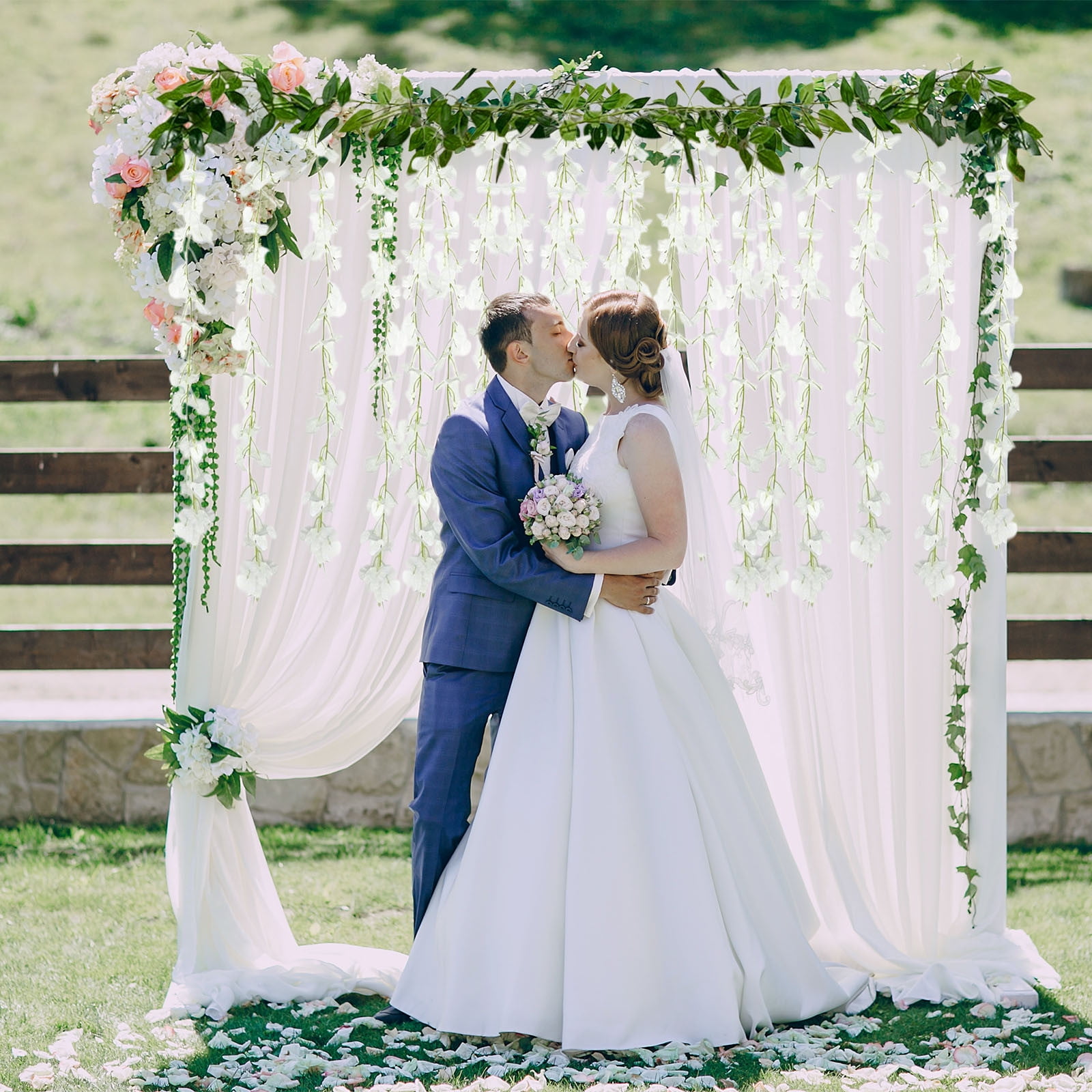 Artificial Wisteria Flower Garland | 6.56 Ft Silk Hanging Vines | 10 ...