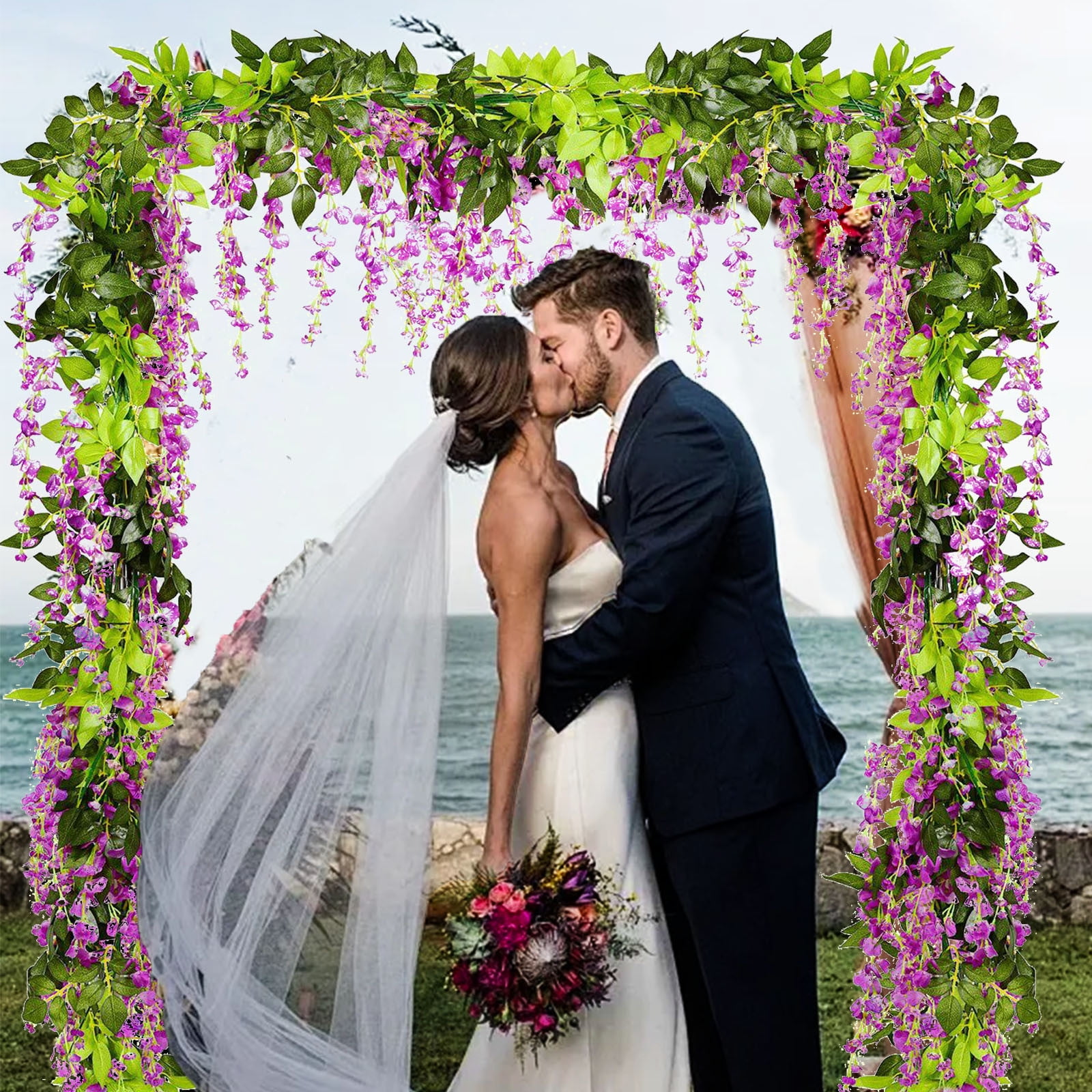 Artificial Wisteria Flower Vines 4 Strands | 1.8 Meters Long Silk ...