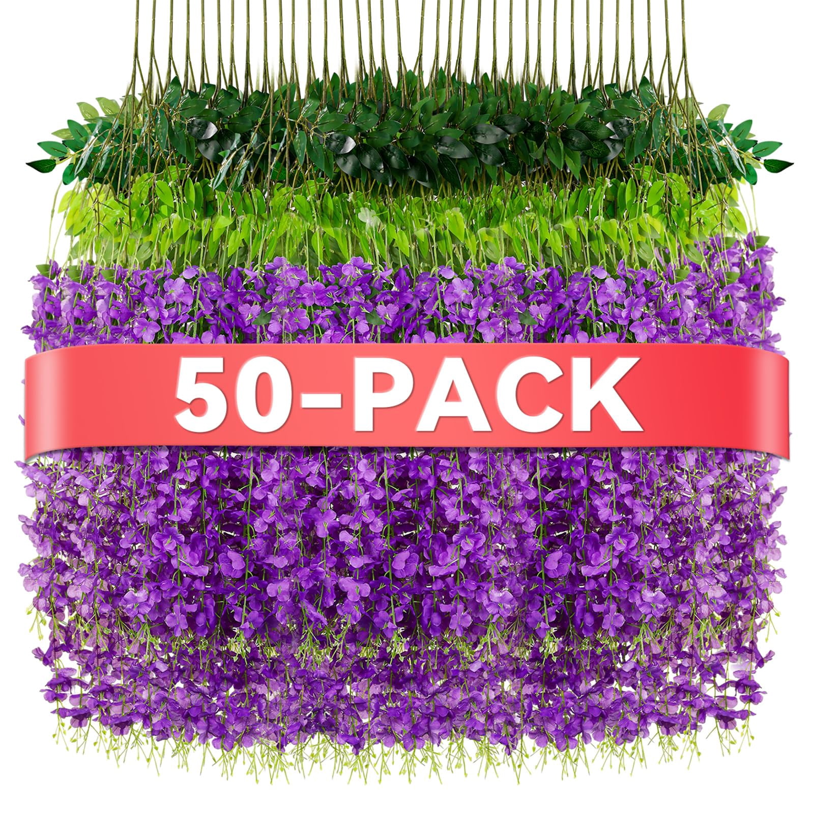 Artificial Wisteria Flowers 50 Pack Purple 3.6 Foot Long Home Wedding ...
