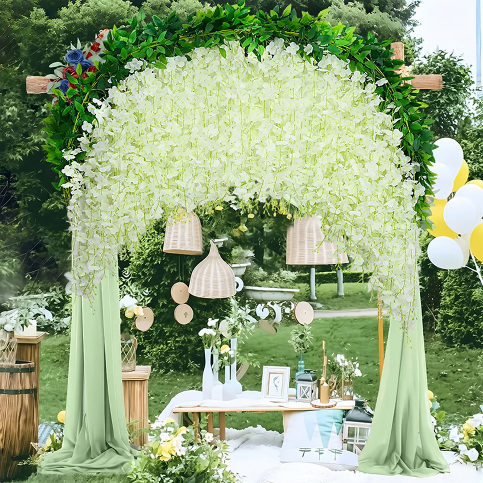 Artificial Wisteria Flowers Fake Vines, Decorative Plastic Flower Vines ...