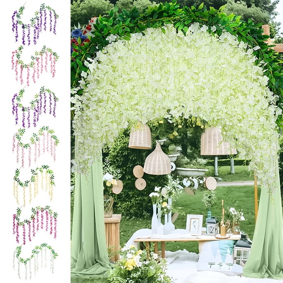 Artificial Wisteria Flowers Fake Vines Decorative Twisted Plastic Vines ...