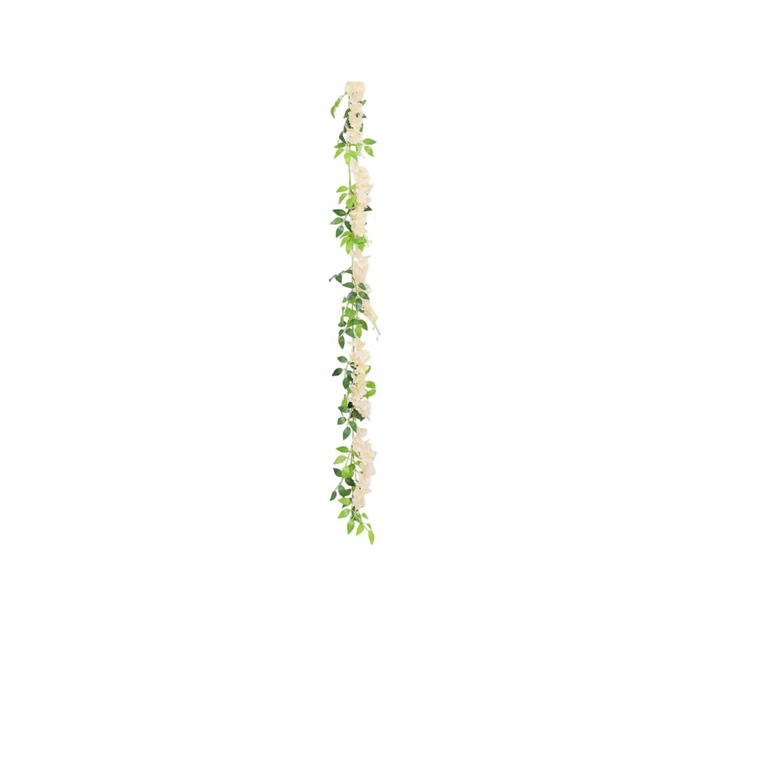 Artificial Wisteria Garland Hanging Silk Flower Vines with Green Leaves ...