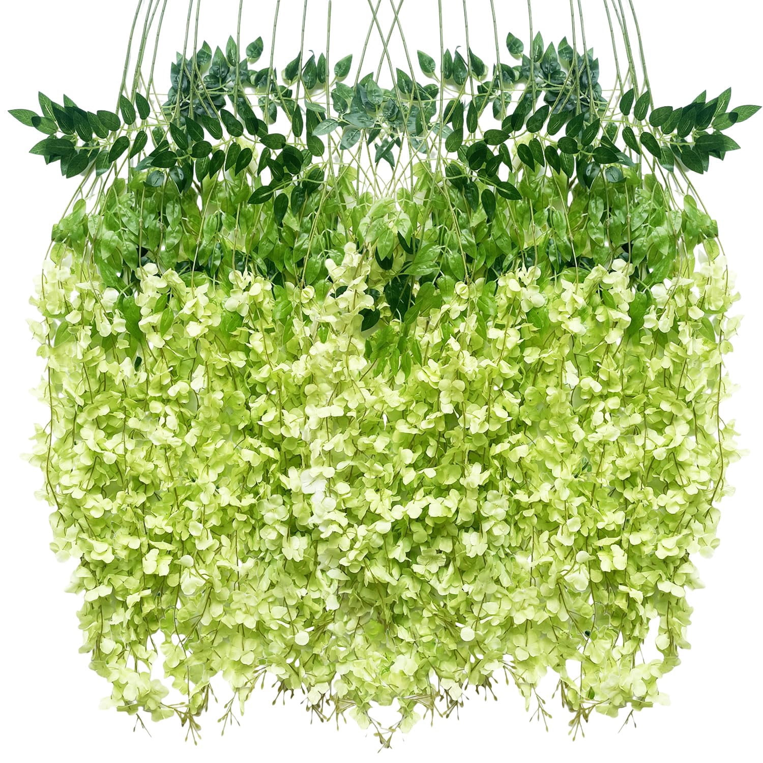Artificial Wisteria Hanging Flower Garland Silk Vines Rattan Decor 24 ...