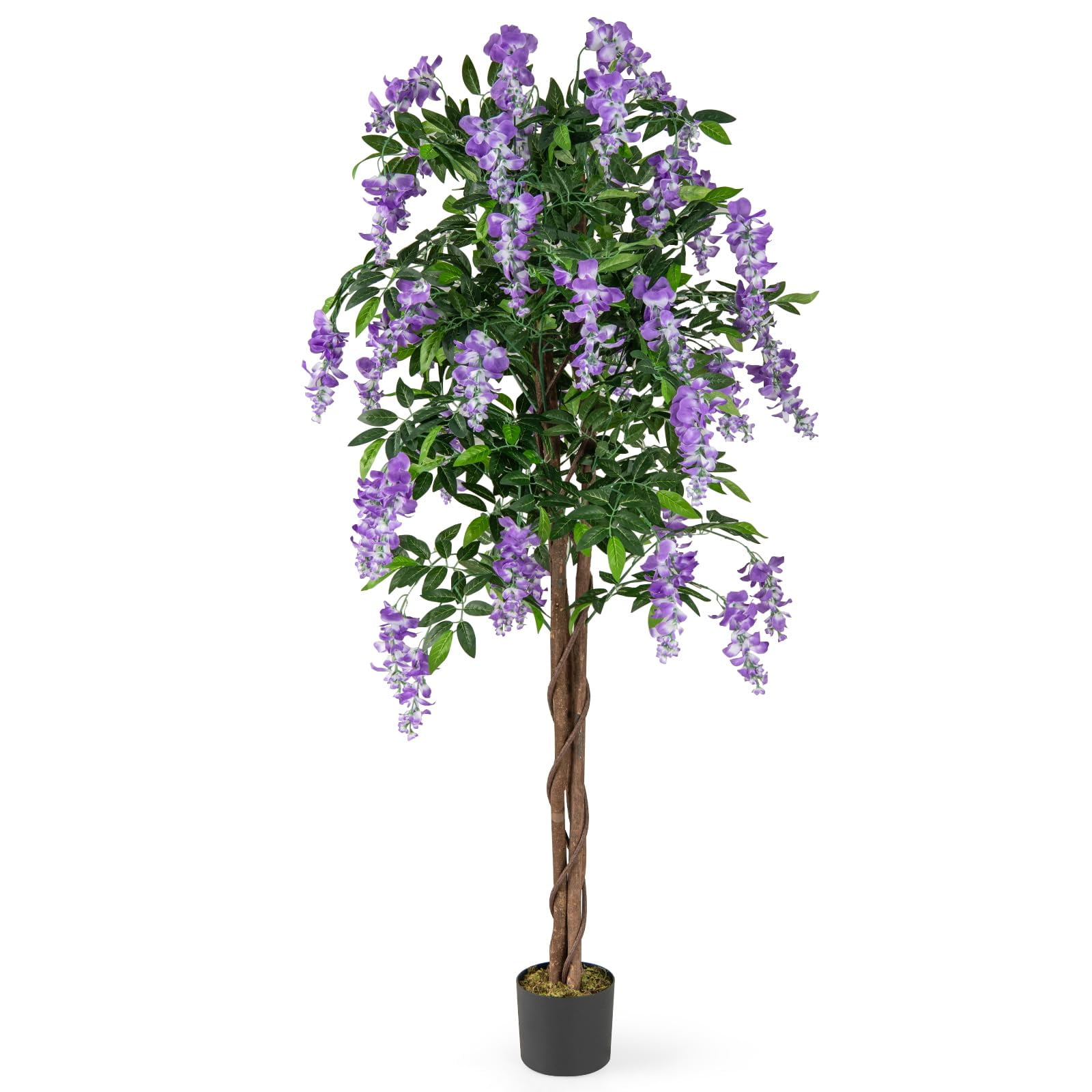 Artificial Wisteria Plant 5.5FT, Faux Potted Tree with Realistic Wood ...