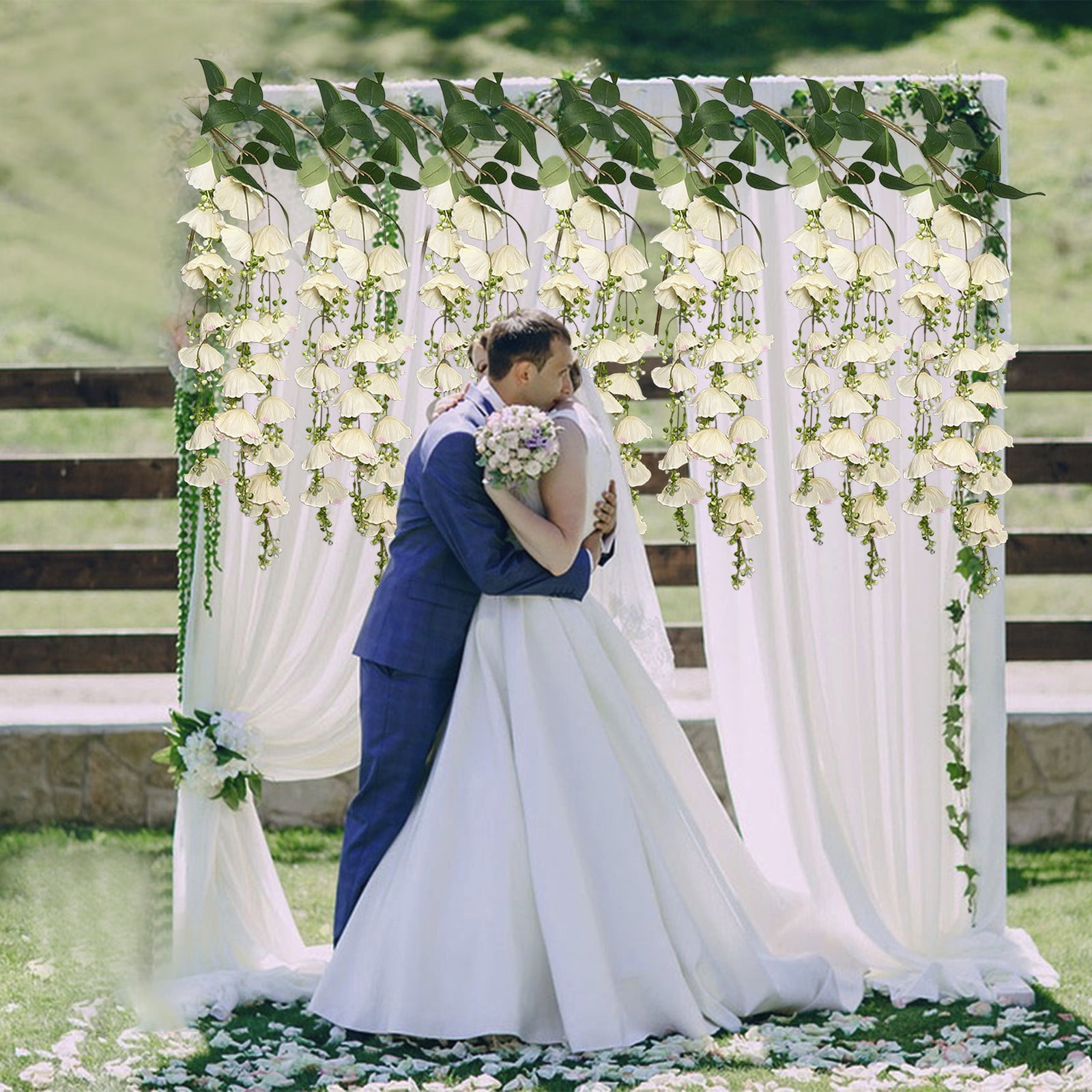 Artificial Wisteria Vine Garland | 53 Inch Bellflower Style Faux Silk ...