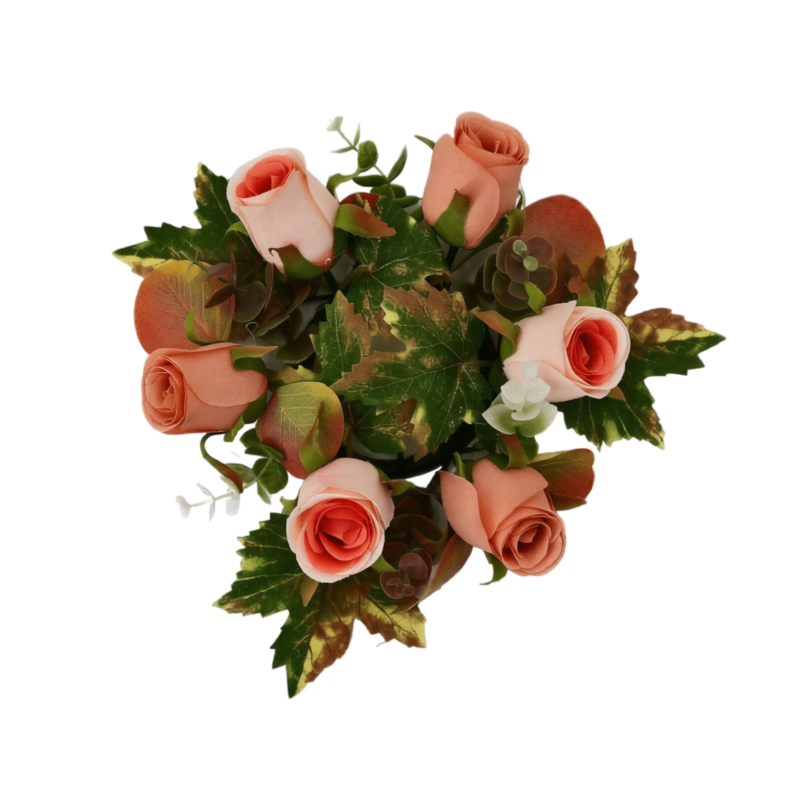 Artificial Wreath, Two Tone Rose with Maple Leaves, Pack of 4, Fall ...