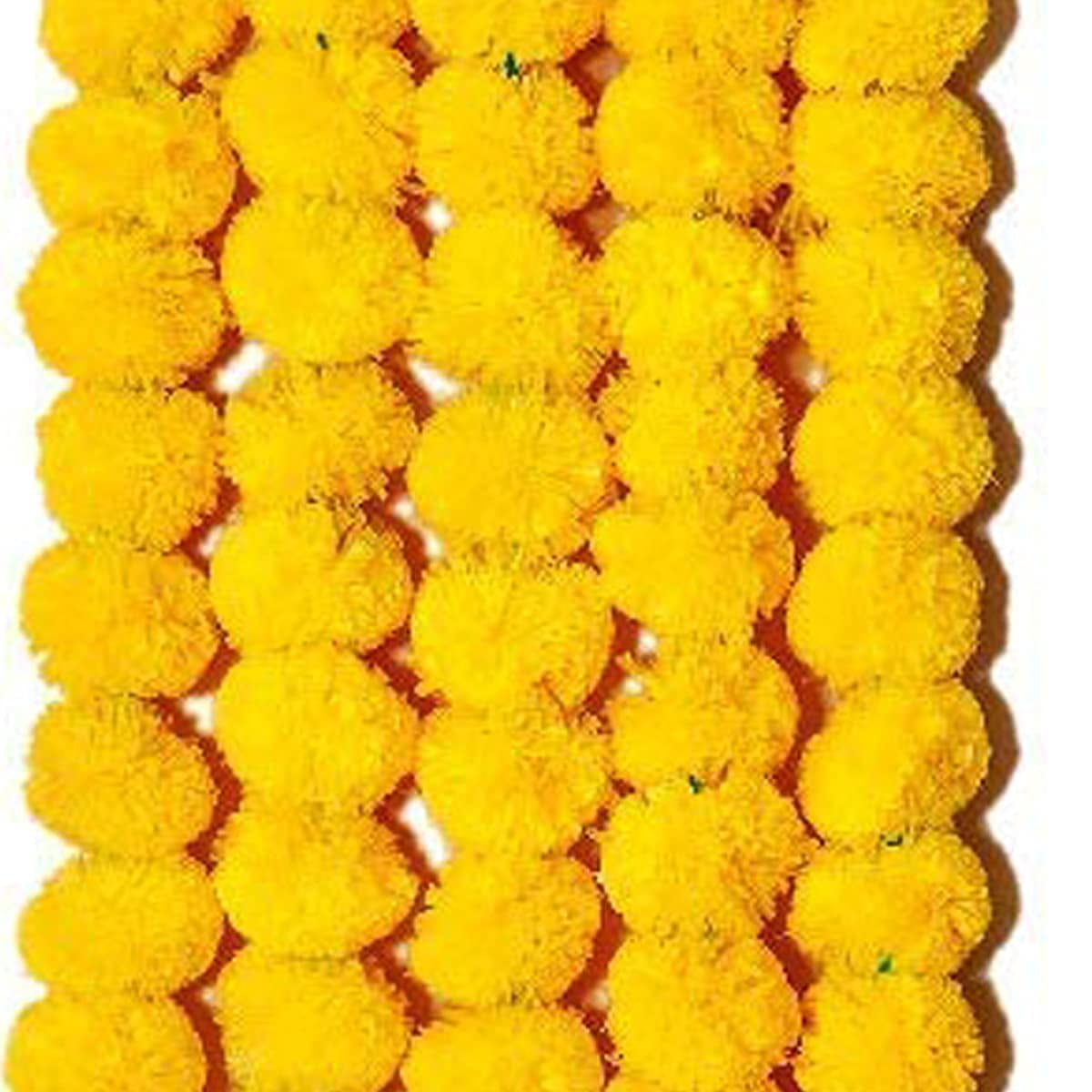 Artificial Yellow Marigold Garland for Decoration 5 feet Long Strands ...