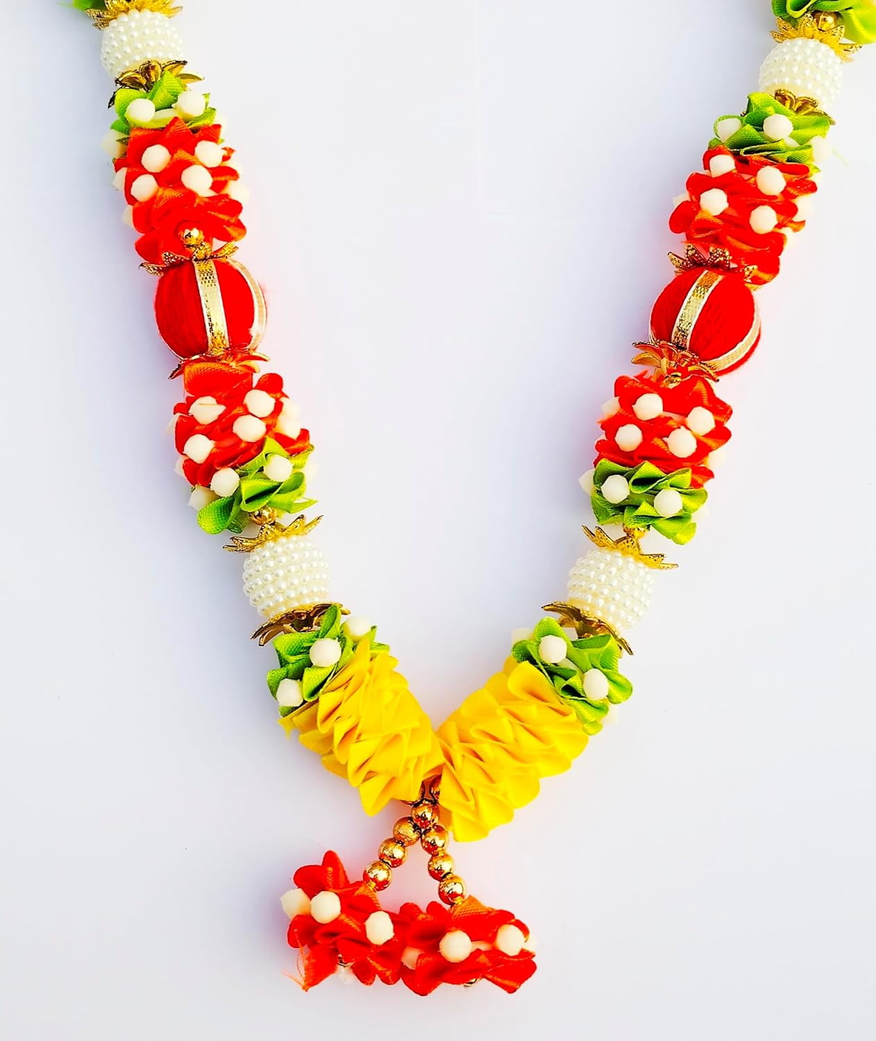 Artificial Yellow Orange Red Ribbon12inch Mala for Photo Frames and God ...