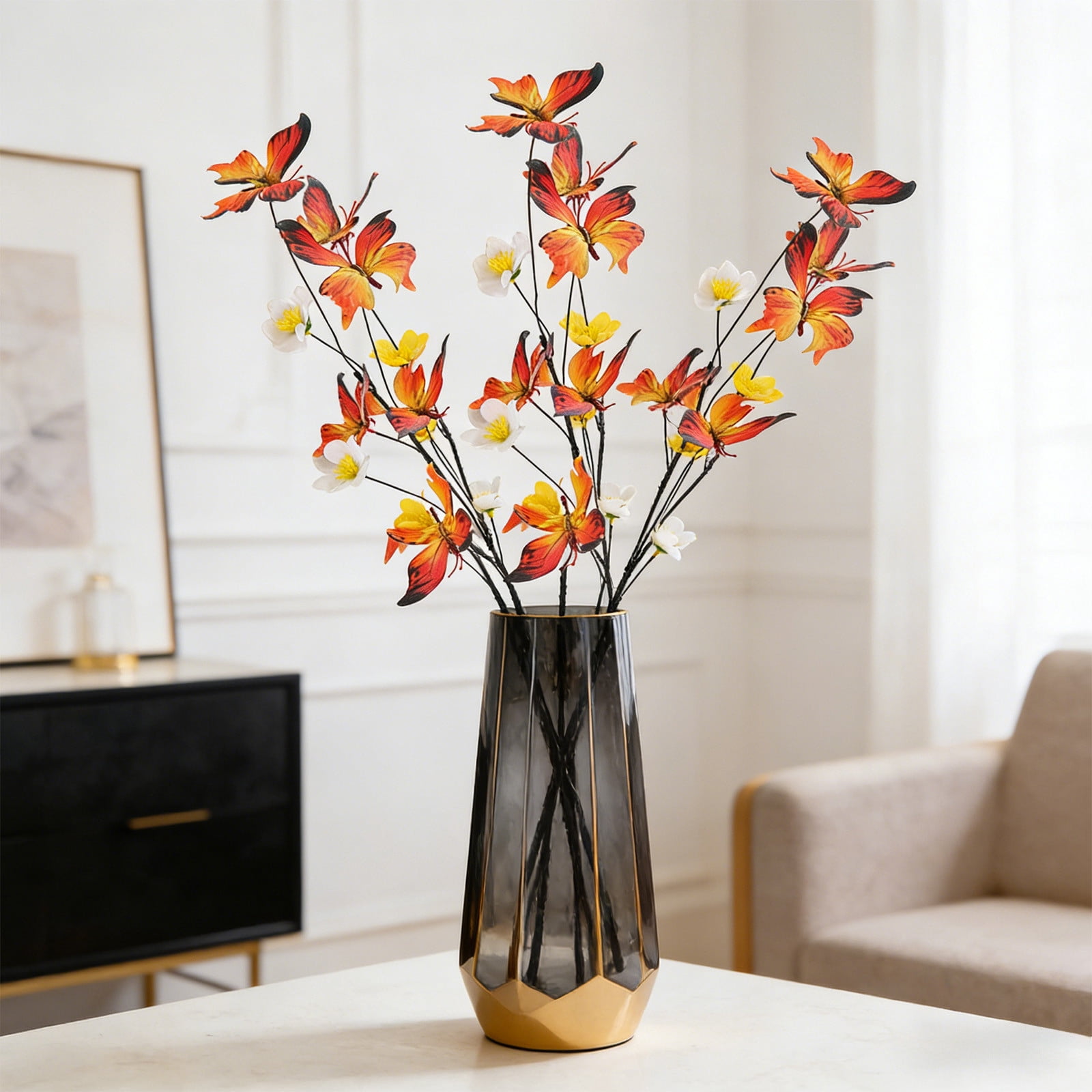 Artificial dry tree branches and butterfly flower false stems for home ...