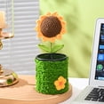 Artificial flower knitted sunflower pen holder, practical gift ornament ...