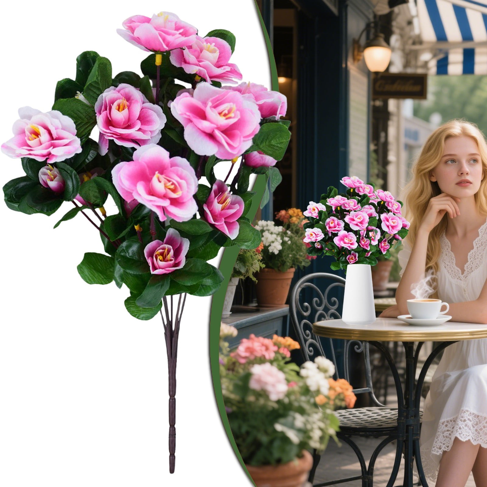 Artificial flowers,Artificial Plastic Azalea Bouquet Branch Sized ...