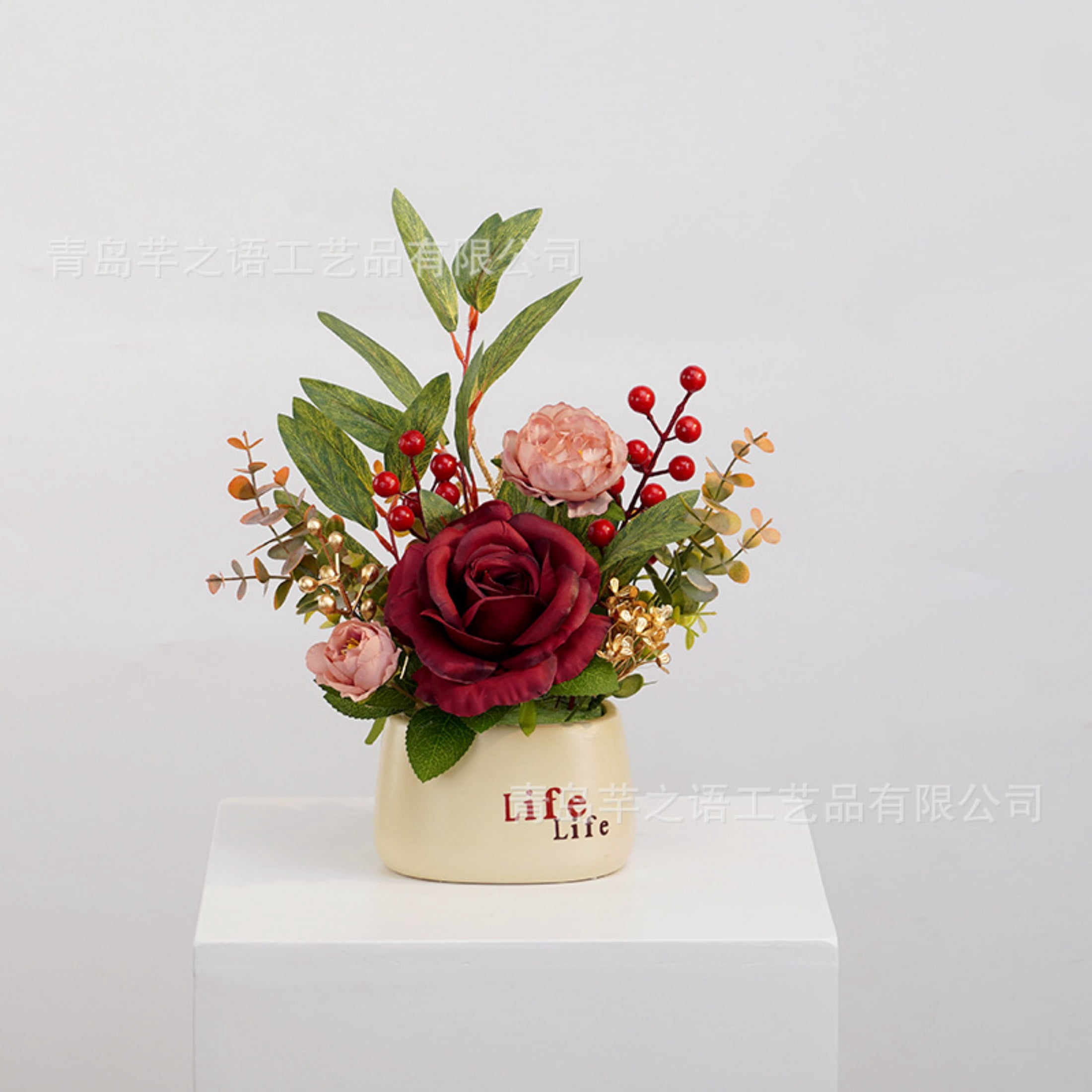 Artificial flowers in vases, bright artificial flower arrangements ...