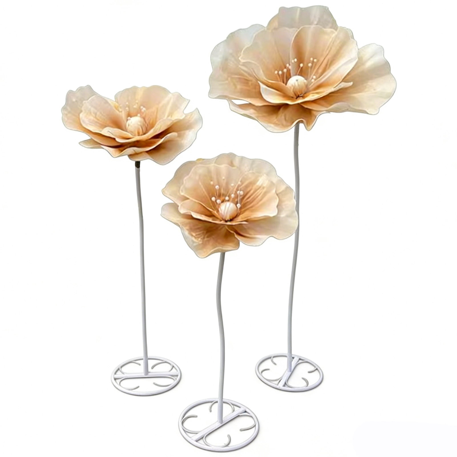 Artificial flowers with metal base, DIY friendly gauze flower ...
