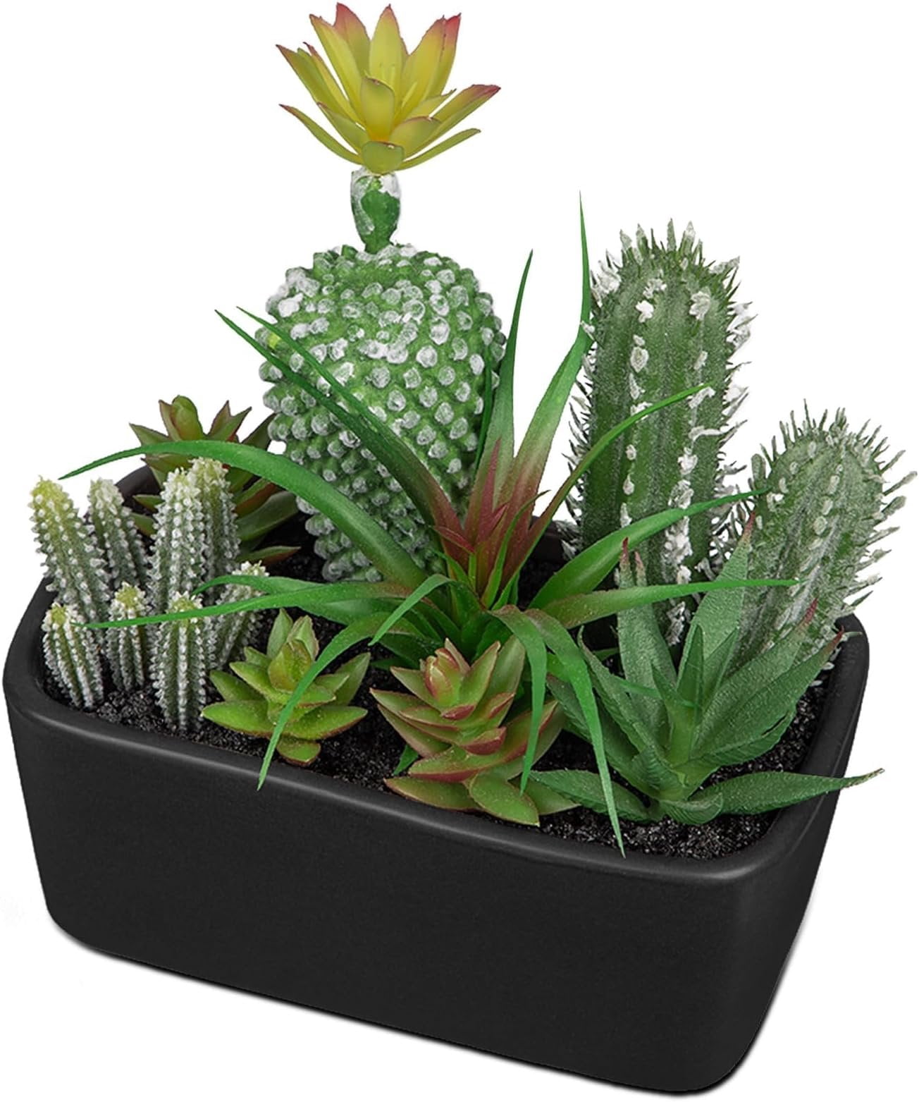 Artificial in Ceramic Planter, in Black Pots, Artificial with Ceramic ...