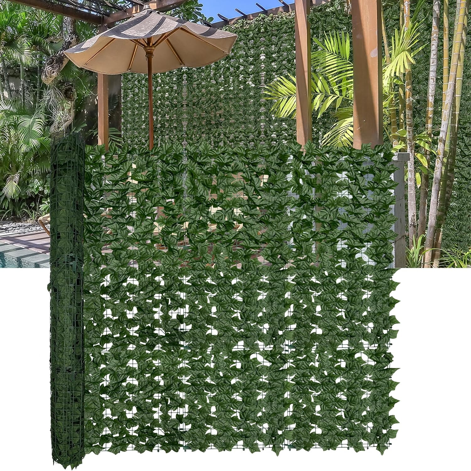 Artificial ivy privacy fence screen, UV resistant imitation hedge fence ...