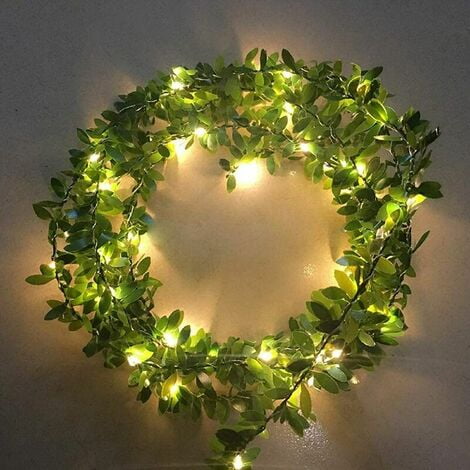 Artificis Green Leaves LED String Lights Battery Operated Copper Wire ...