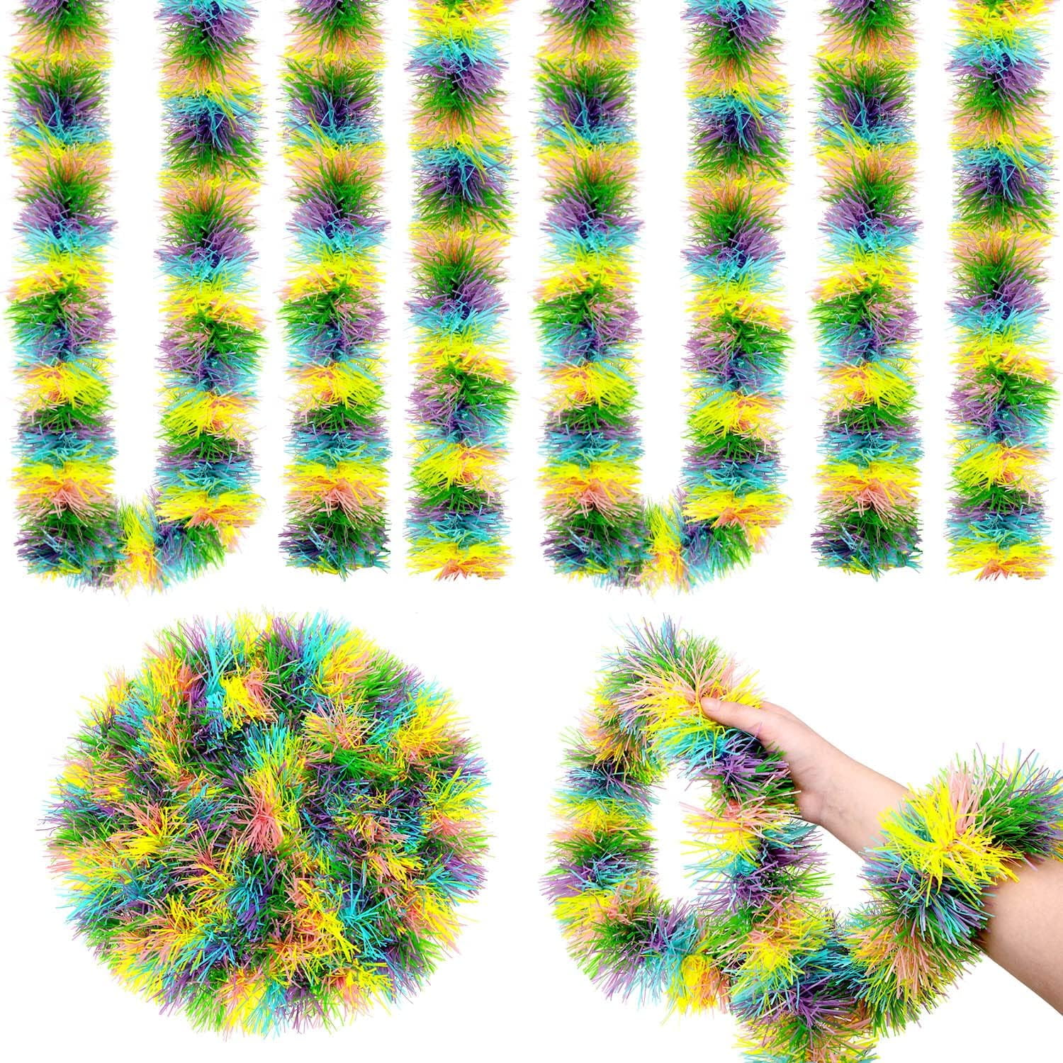 Artiflr 3 Pack Easter Tinsel Garlands Colorful Fringe Garlands Spring ...