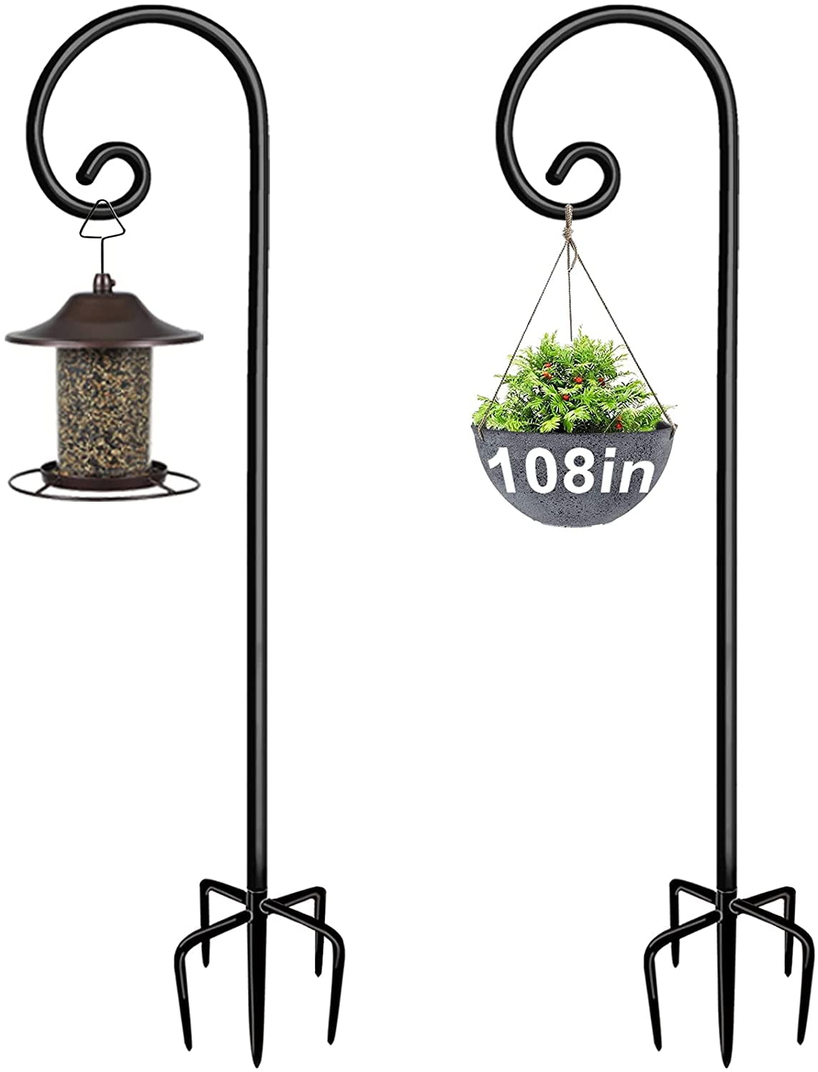 Artigarden 108" Outdoor Adjustable Metal Garden Shepherd Hooks, Bright ...