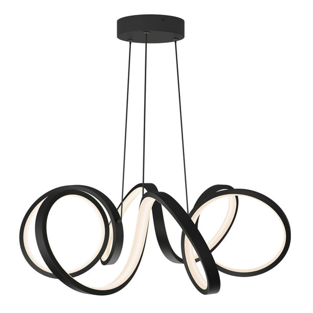 Artika Swirl Ribbon Integrated LED Pendant Light Black - Walmart ...