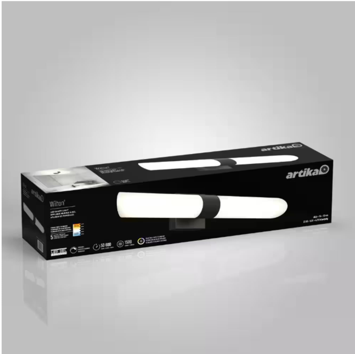 Artika Wilton 27 in. 1 Light Black Modern Integrated LED 5 CCT Vanity ...