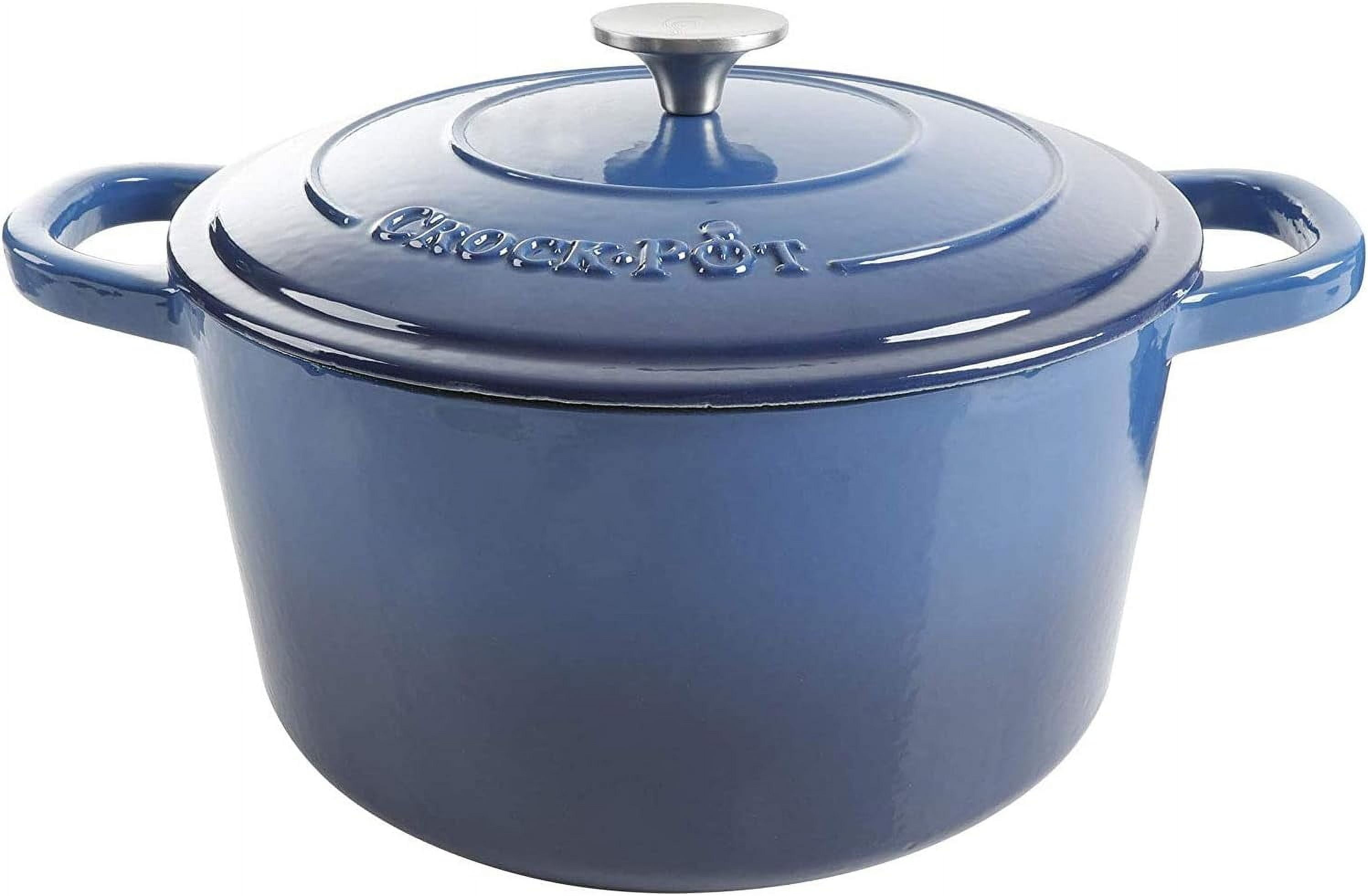Artisan 7-Quart Round Enameled Cast Iron Dutch Oven – Sapphire Blue ...