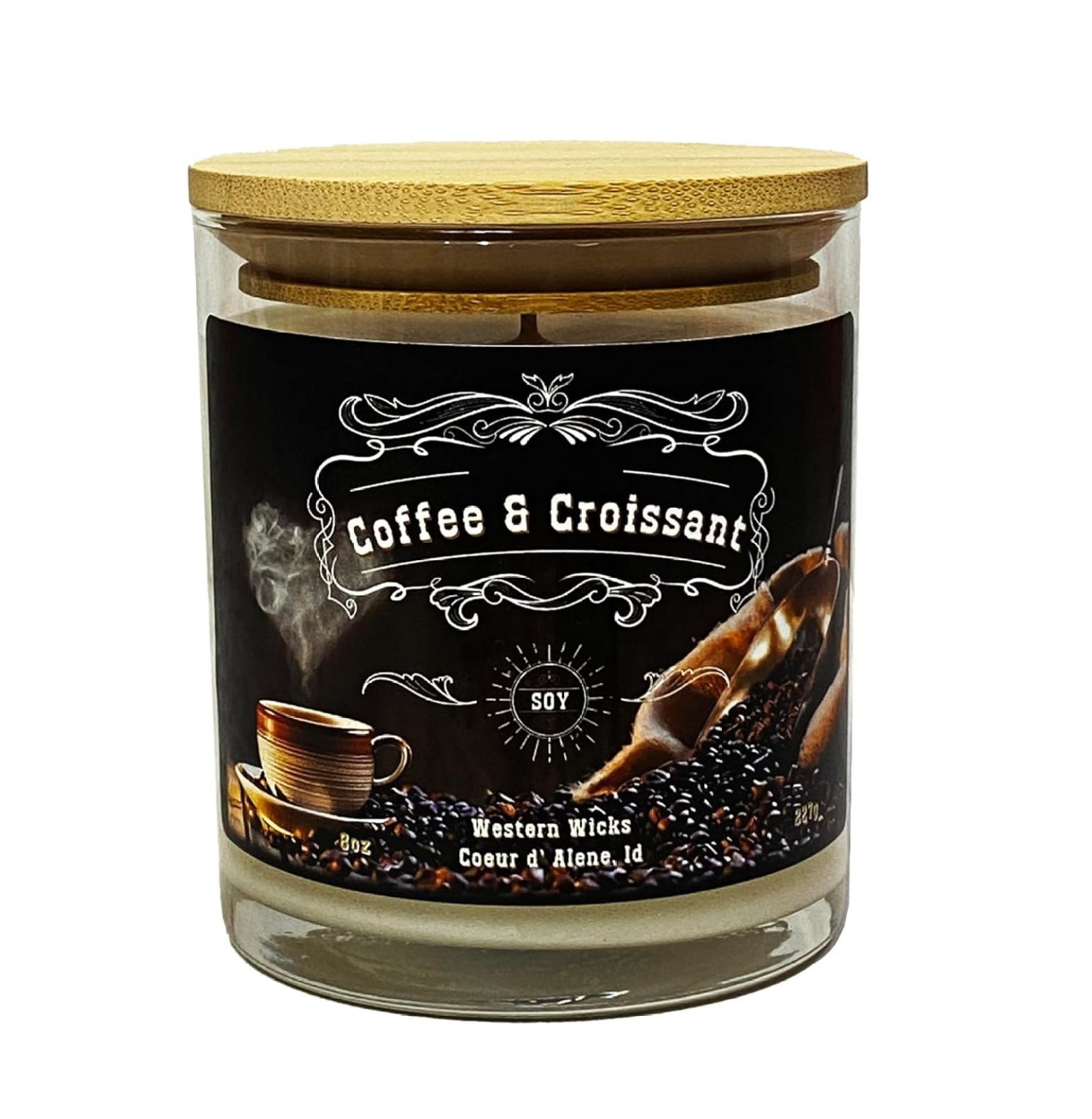 Artisan Coffee & Croissant Candle – 8oz Non-Toxic Soy-Coconut Wax ...