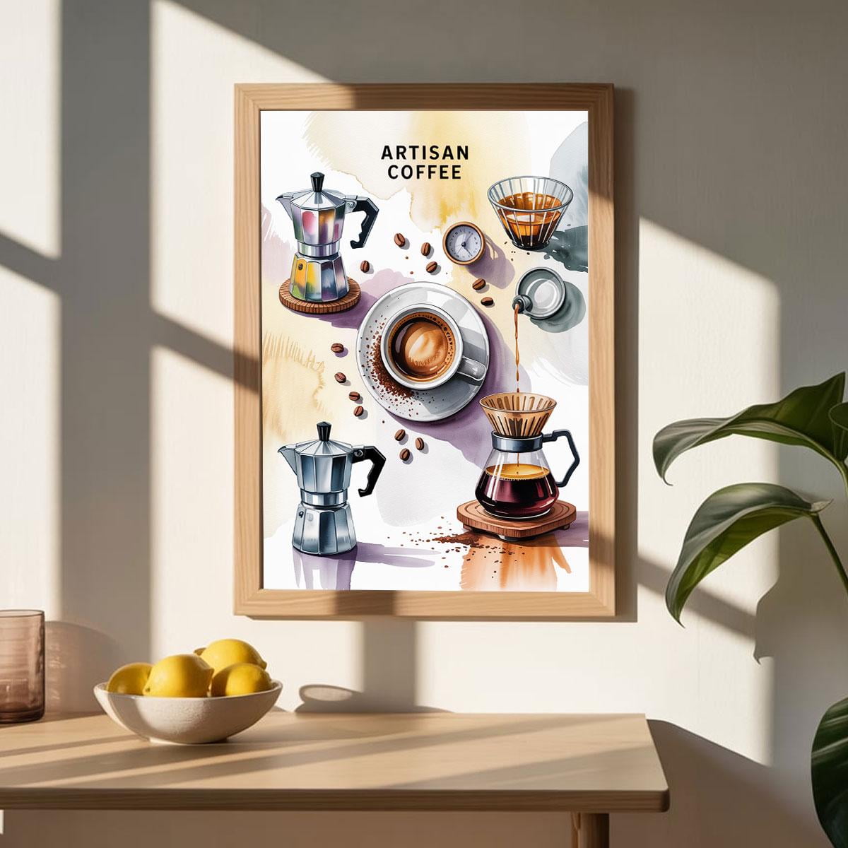 Artisan Coffee Poster | Barista Brewing Methods Wall Art | Modern ...
