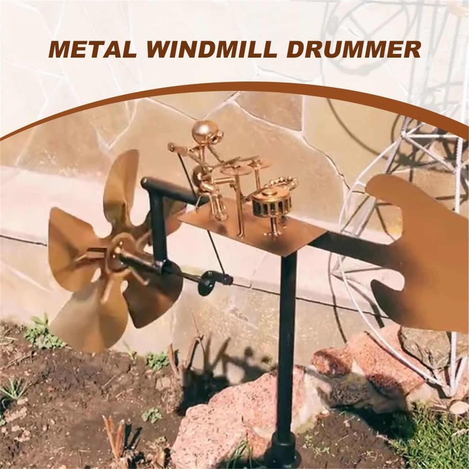 Artisan-Crafted Percussionist Windmill – Handmade Metal Garden Statue ...