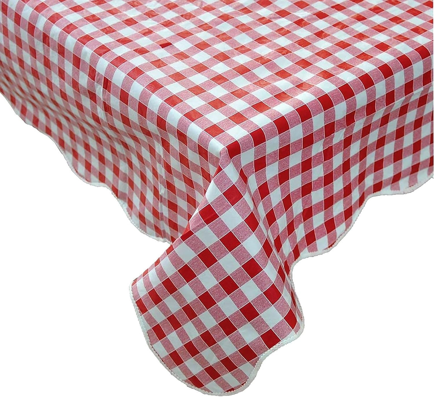 Artisan Flair Red and White Checkered Vinyl Tablecloths with Flannel ...