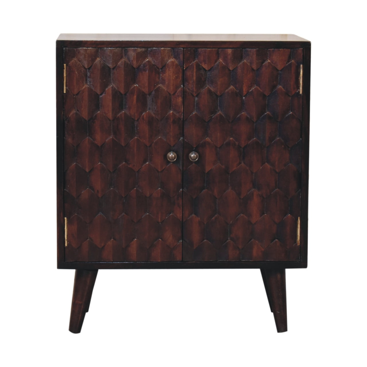 Artisan Furniture Solid Wood Mini Pineapple Carved Light Walnut Cabinet ...