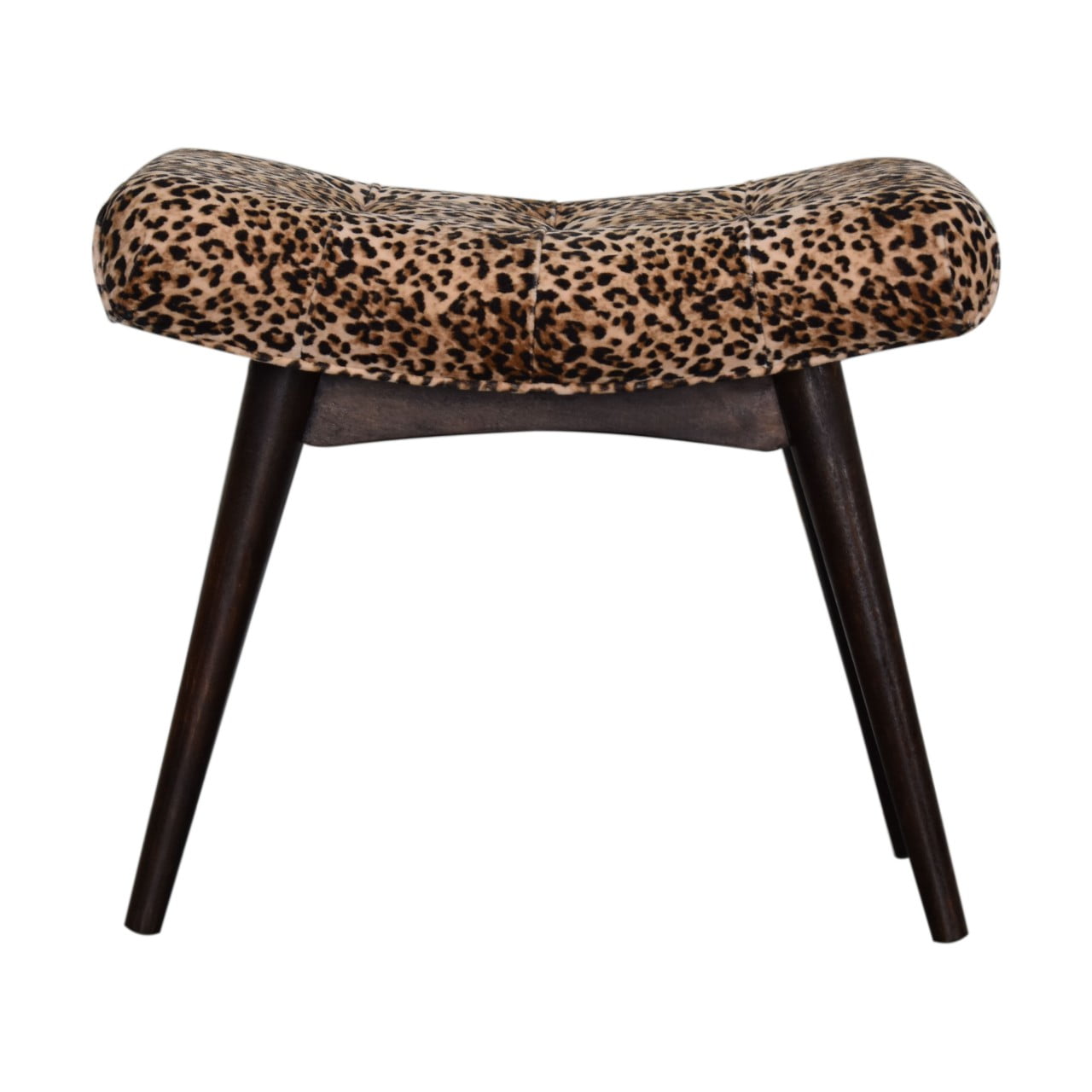 Artisan Furniture Solid Wood Upholstered Leopard Print Curved Bench for ...
