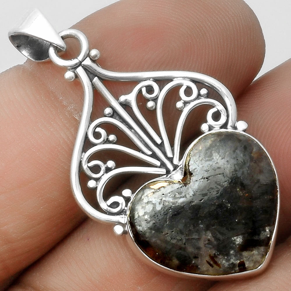 Artisan Heart Astrophyllite Russia 925 Sterling Silver Pendant Jewelry ...