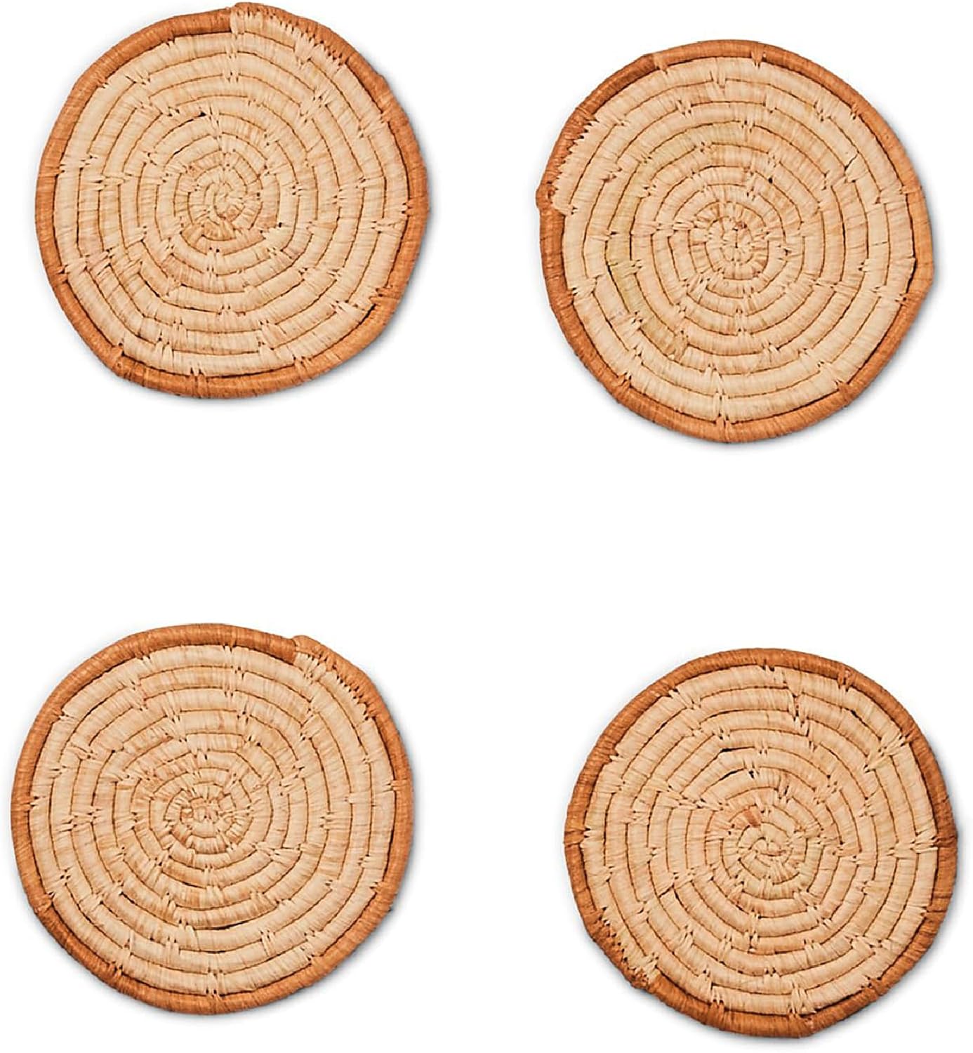 Artisan-Made Coasters for Hot & Cold Drinks W/Raffia - Eco-Friendly ...