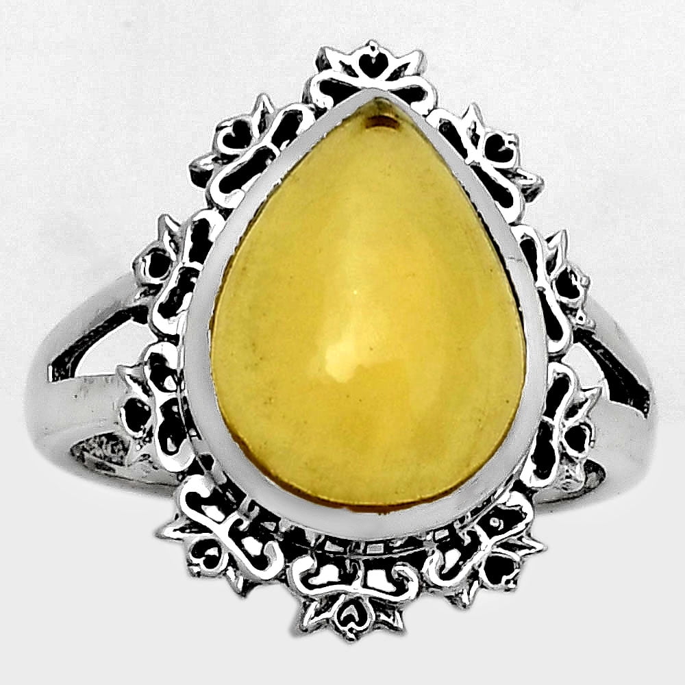 Artisan - Natural Citrine Cab 925 Sterling Silver Ring s.7.5 Jewelry R ...