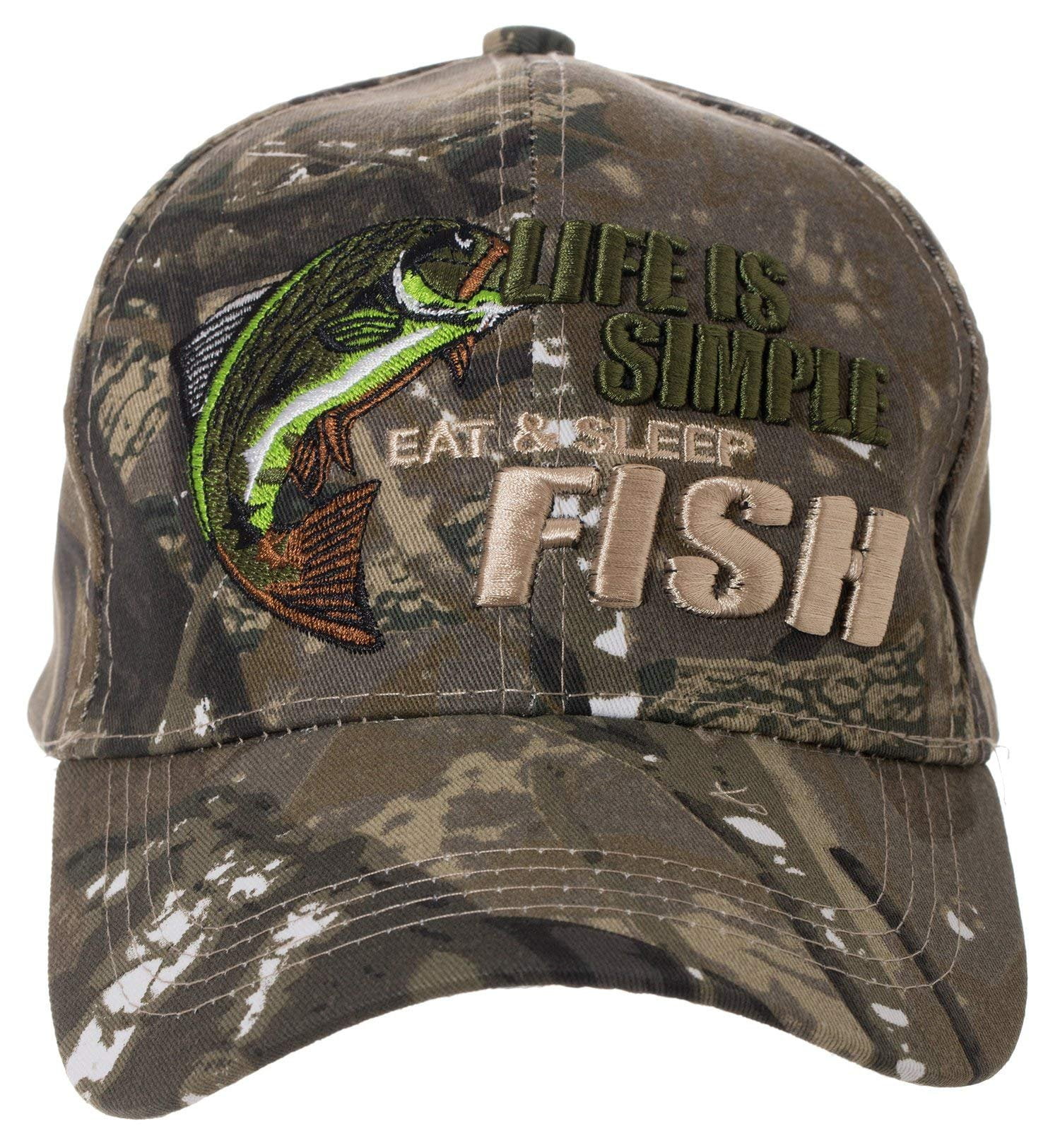 Artisan Owl Life is Simple, Eat & Sleep Fish Embroidered Cap ...